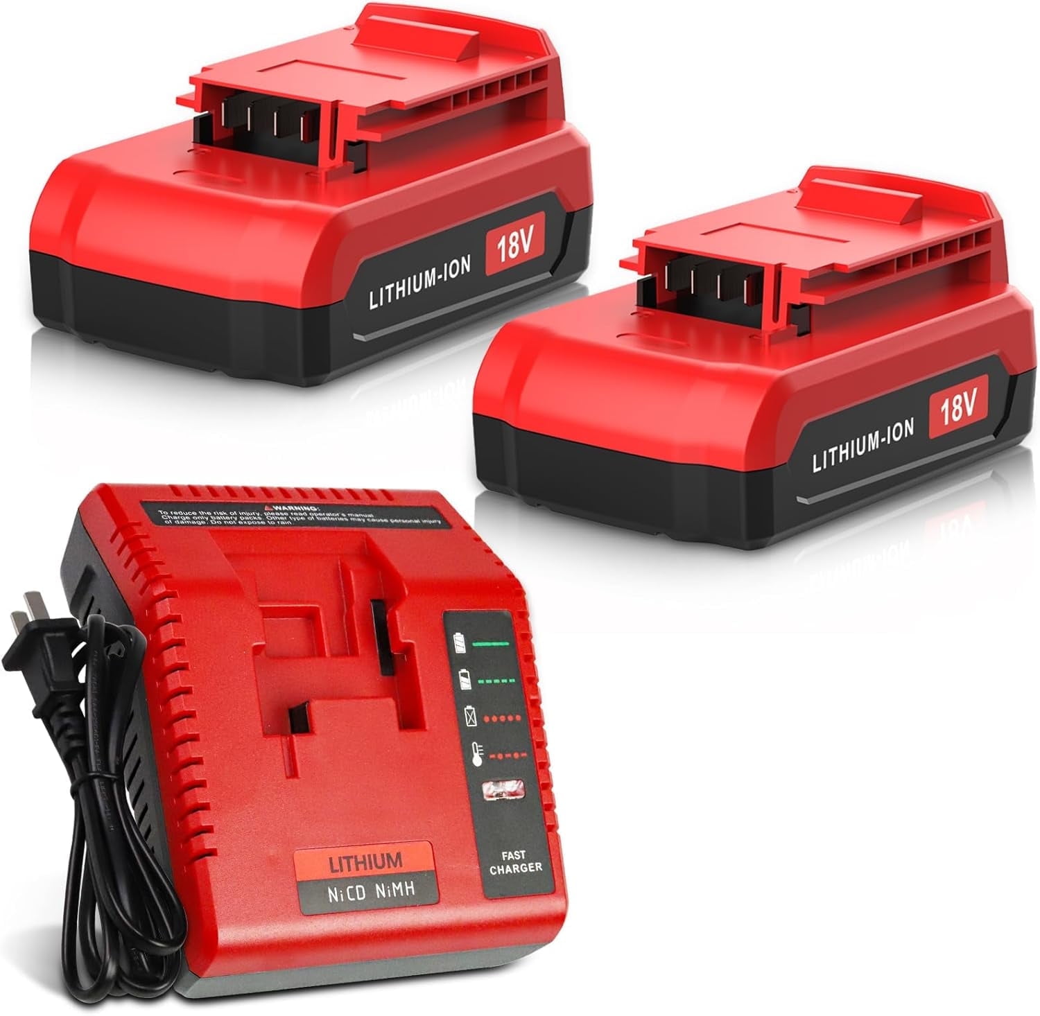 2 Packs 18V Lithium PC18BLX Battery and PCXMVC Charger Compatible with ...