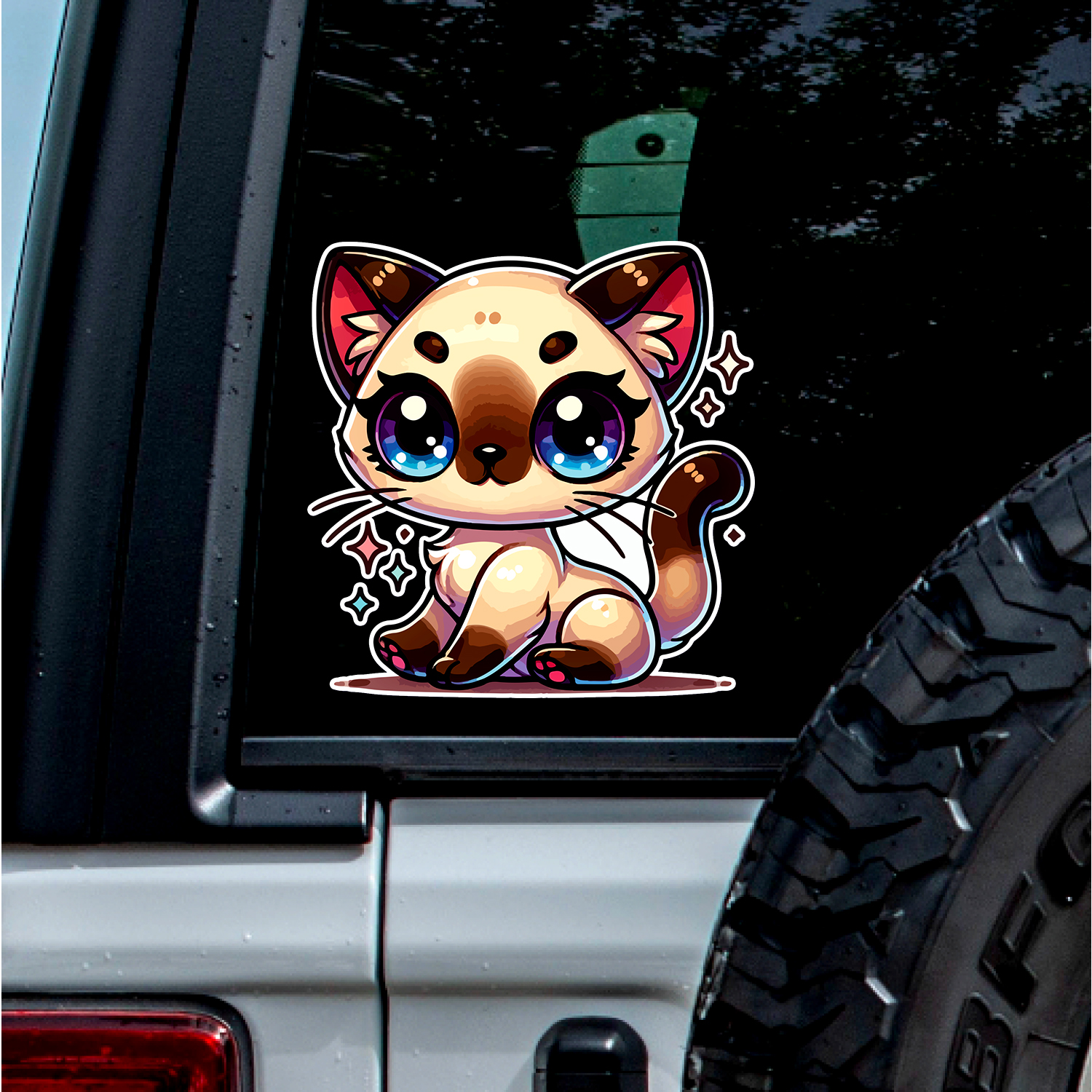 (2 Packs, 2.8'' X 2.9'') Sticker Of Chibi Siamese For Car Bumper Window ...