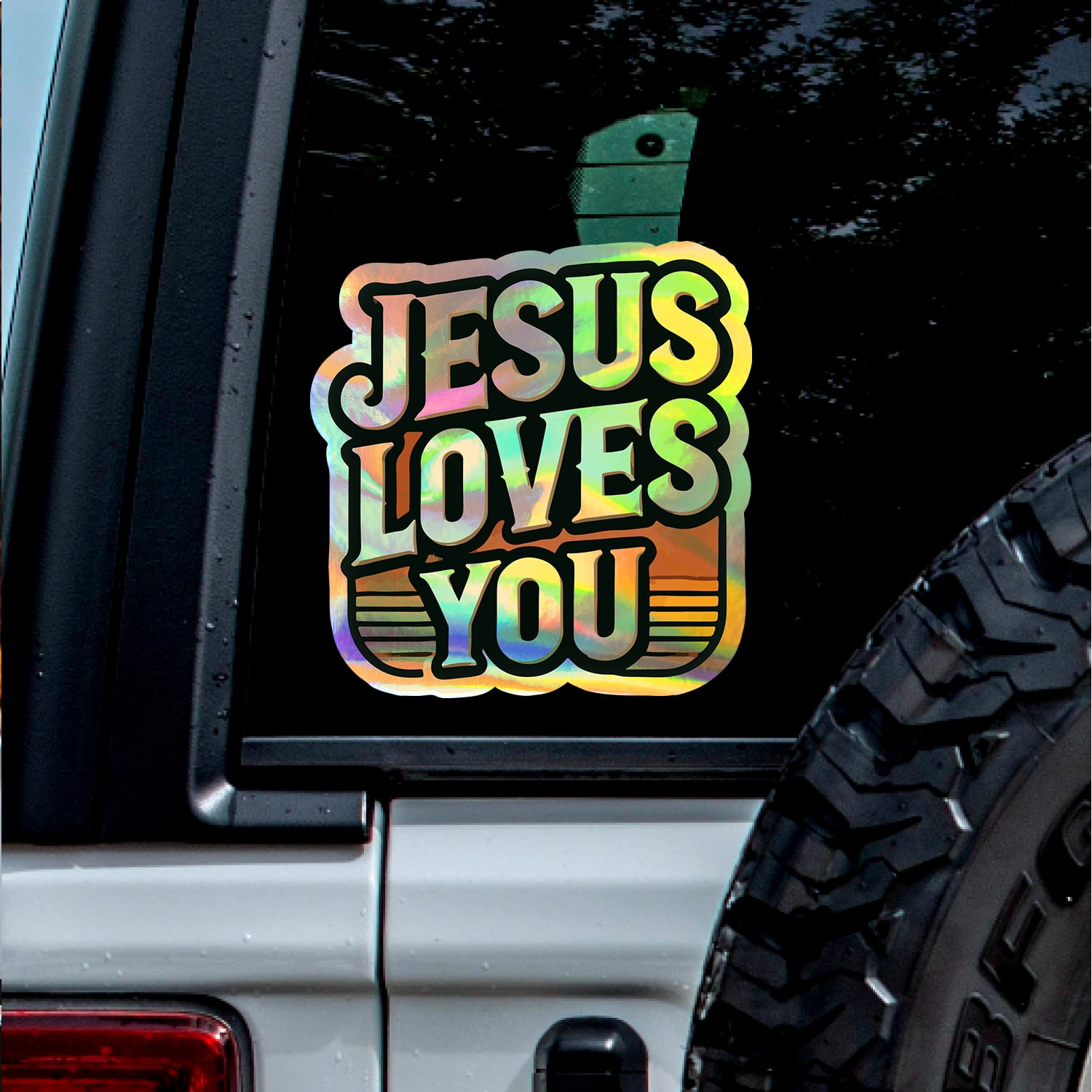 (2 Packs, 2.8'' X 2.9'') Sticker Of Jesus Loves You For Car Bumper ...