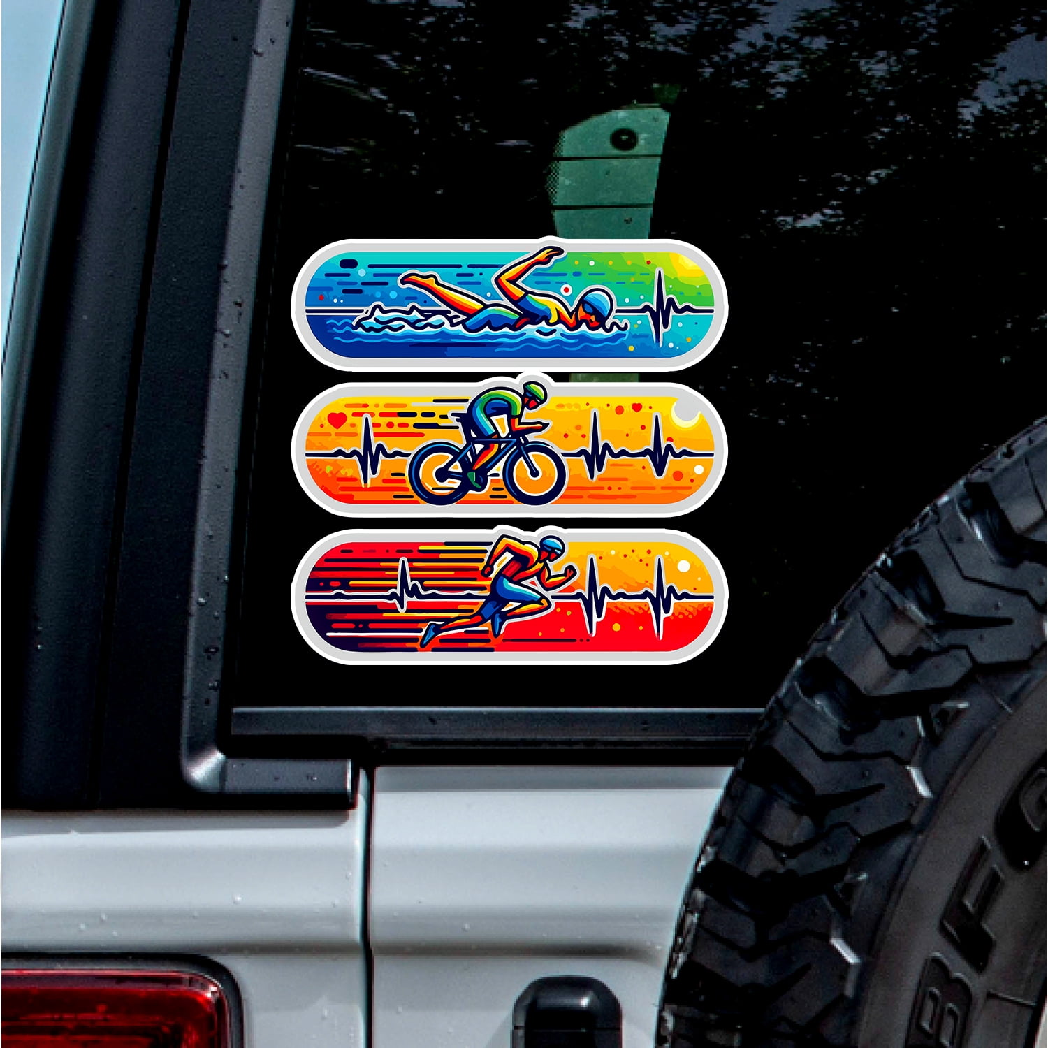 (2 Packs, 2.9'' X 2.8'') Sticker Of Triathlon For Car Bumper Window ...