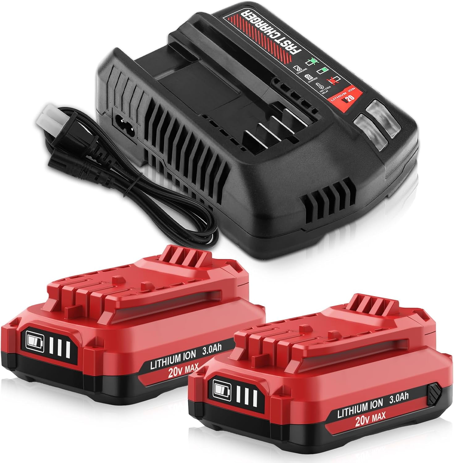 2 Packs 20V 3.0Ah CMCB202 Battery Replacement for Craftsman 20V Battery ...