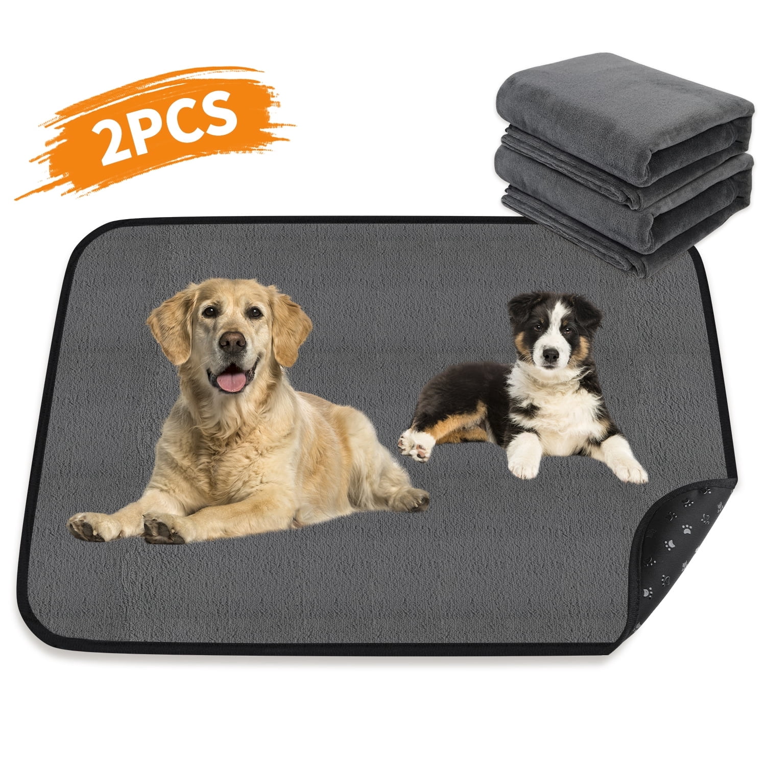 2 Packs 28"x40" Reusable Dog Mat for Floor, Non-Slip Washable Pee Pads ...