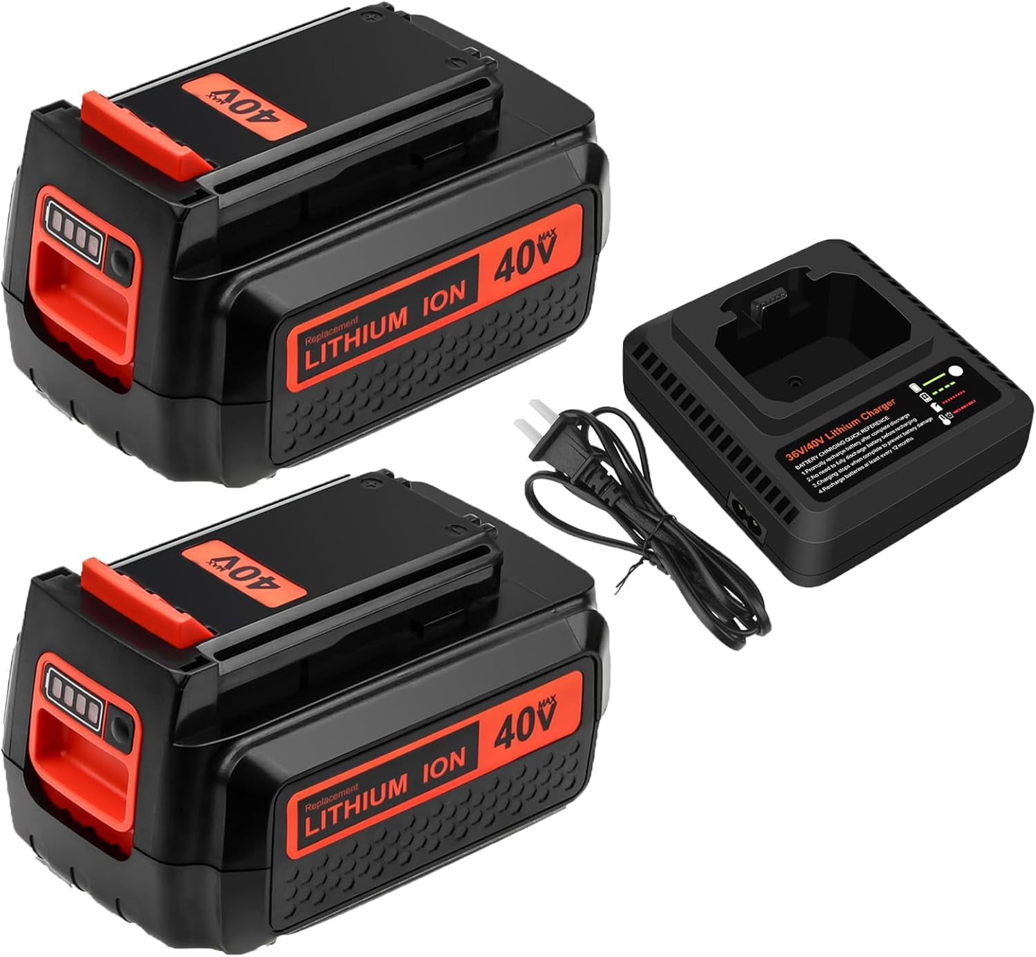 2 Packs 3.6Ah 40 Volt LBX2540 Battery and LCS40 Charger Compatible with Black and Decker 40V ...
