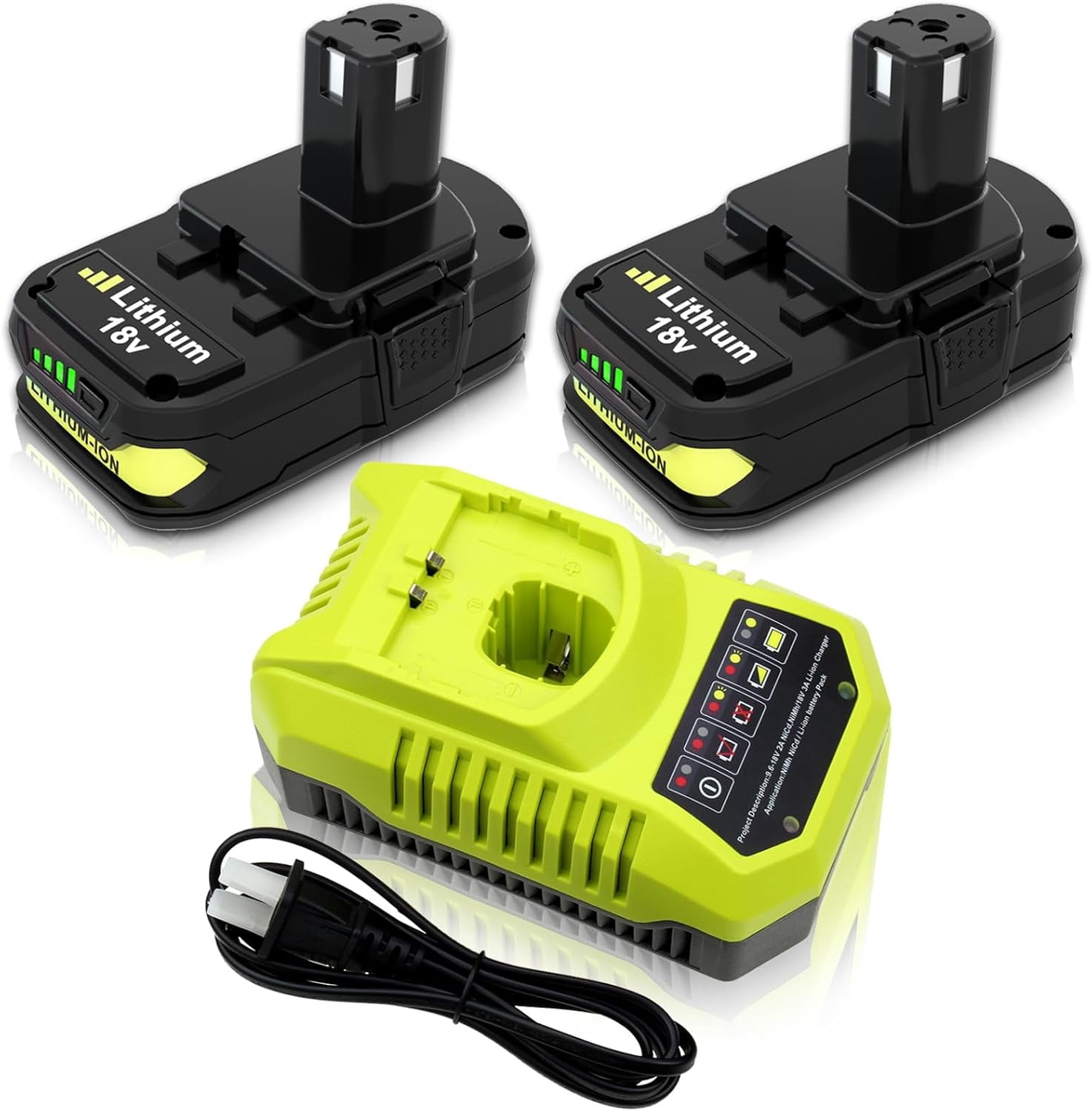 2 Packs 3.6Ah Lithium ion 18V P102 Battery and P117 Charger Compatible ...