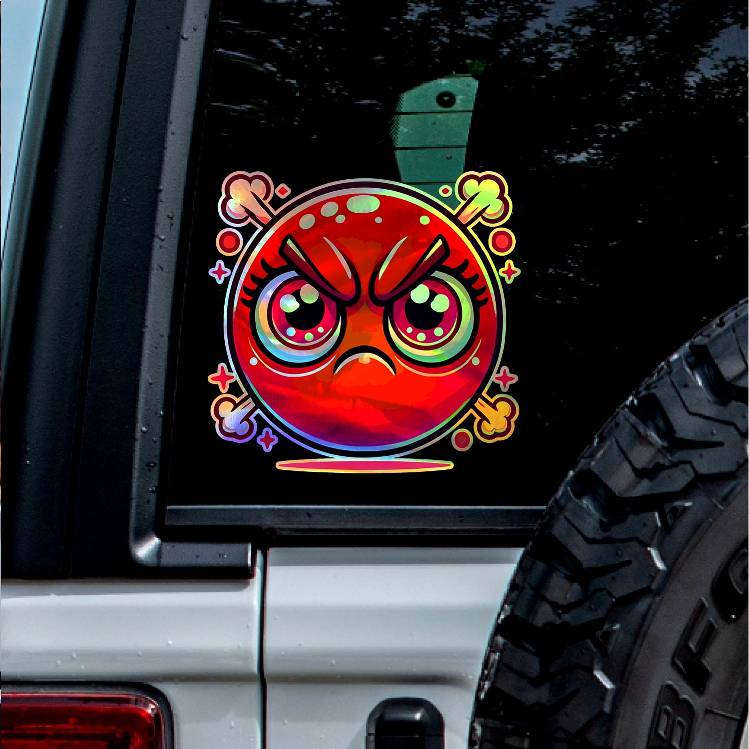 (2 Packs, 3.9'' X 3.8'') Sticker Of Chibi Angry Face For Car Bumper ...