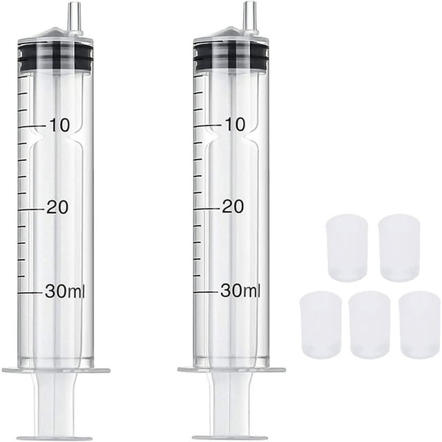 2 Packs 30ml Reusable Plastic Syringe with 5Pcs Extraction Adapters for ...