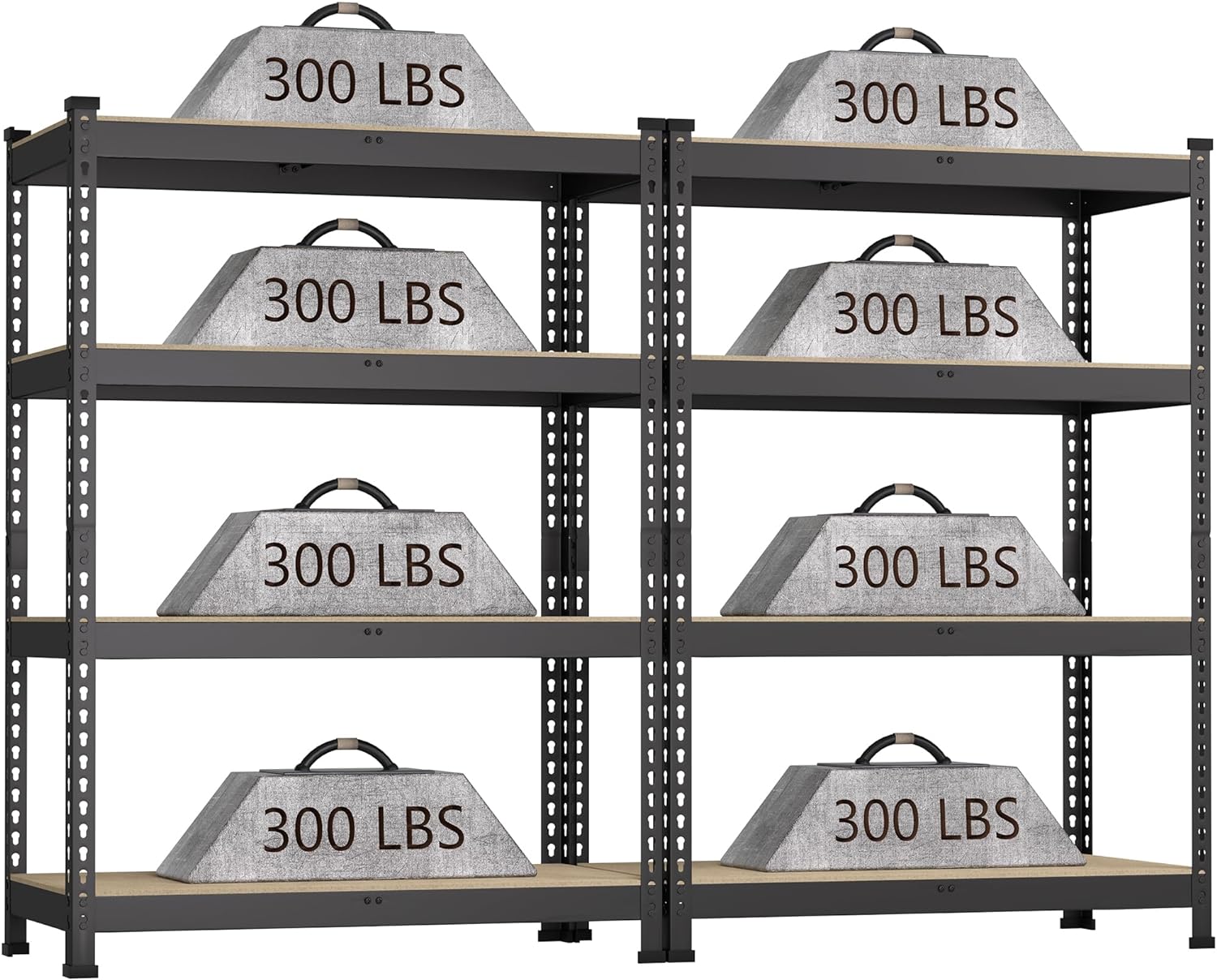 2 Packs 36" W x 16" D x 55" H Adjustable Garage Storage Shelves - 4 ...