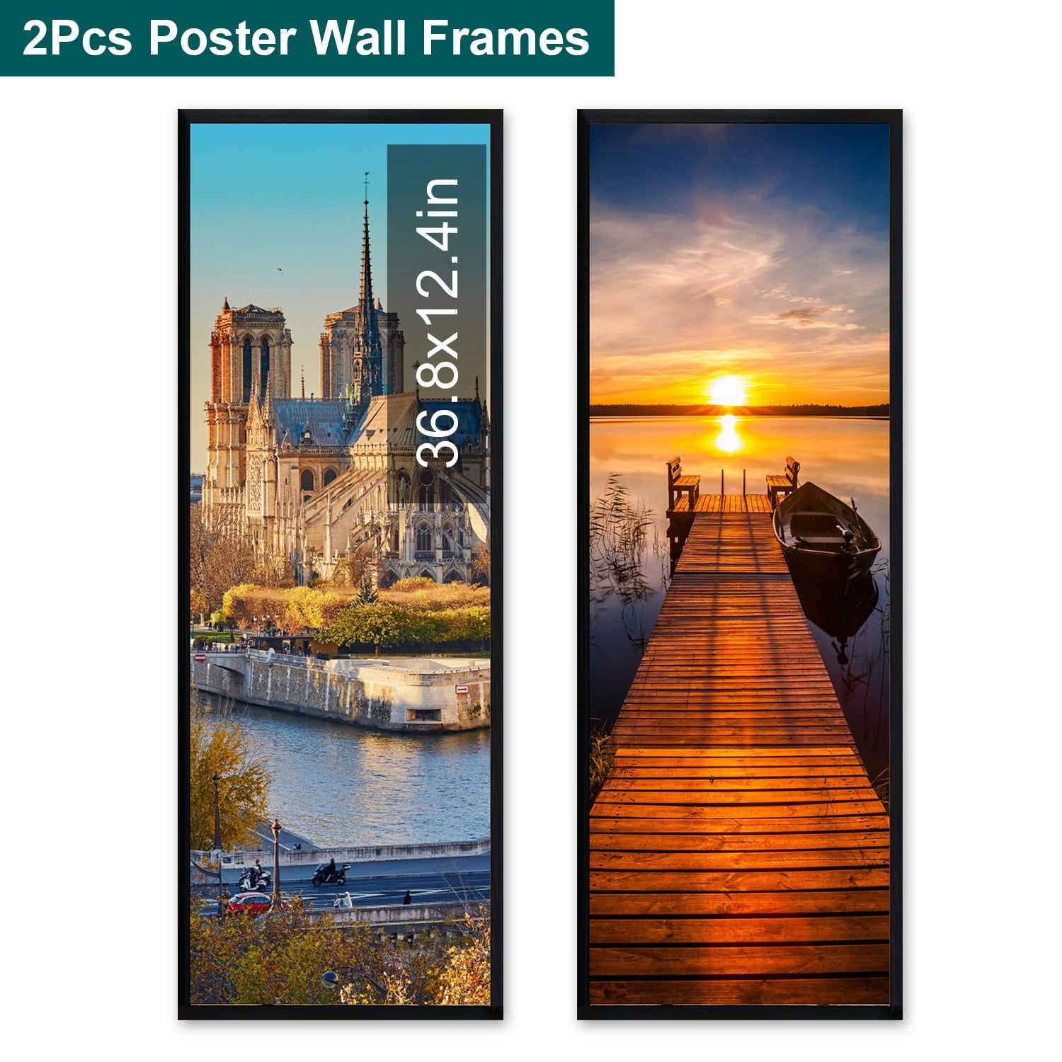 2 Packs 36x12in Picture Frame TeqHome Poster Frame MDF Backboard with ...