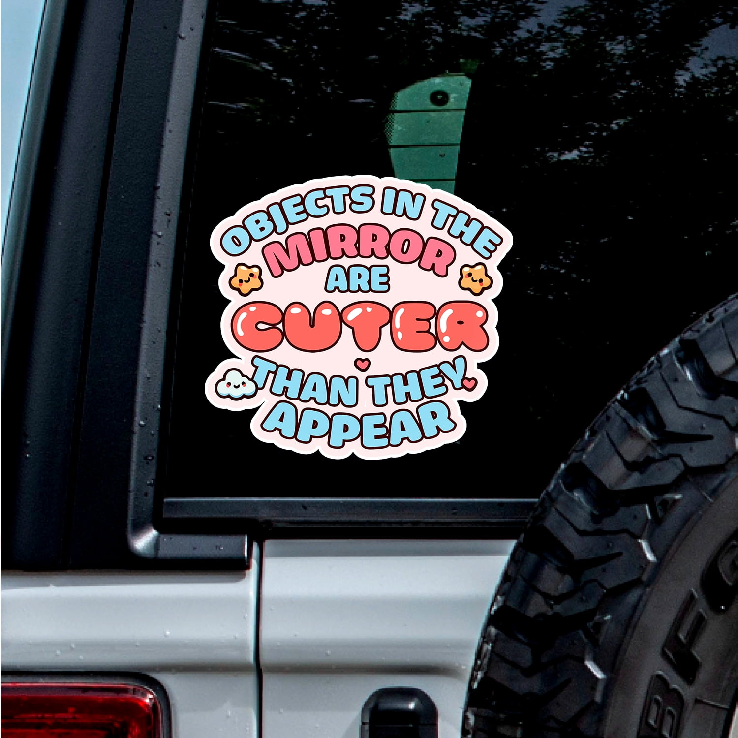 (2 Packs, 4.1'' X 3.8'') Sticker Of Objects In The Mirror Are Cuter ...
