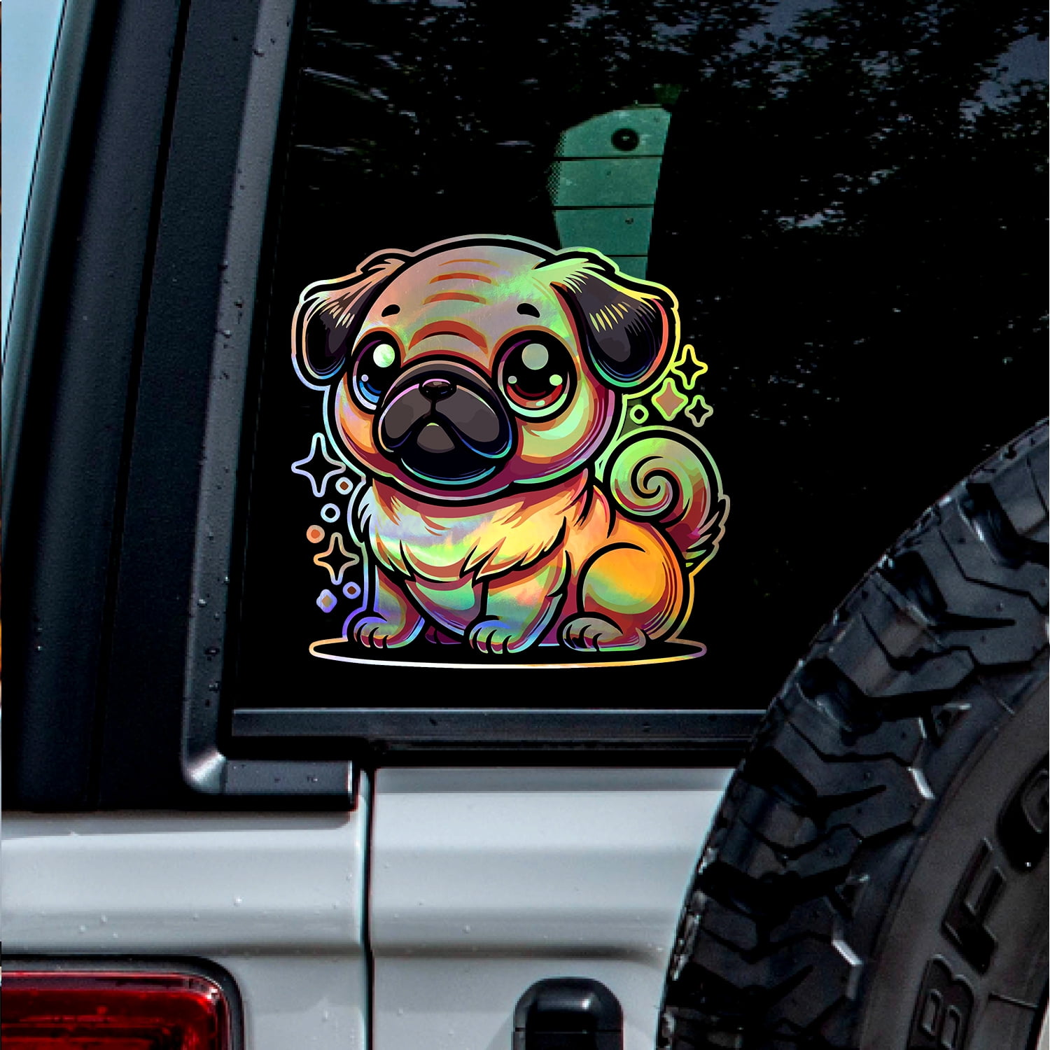 (2 Packs, 4.9'' X 4.8'') Sticker Of Chibi Pug For Car Bumper Window ...