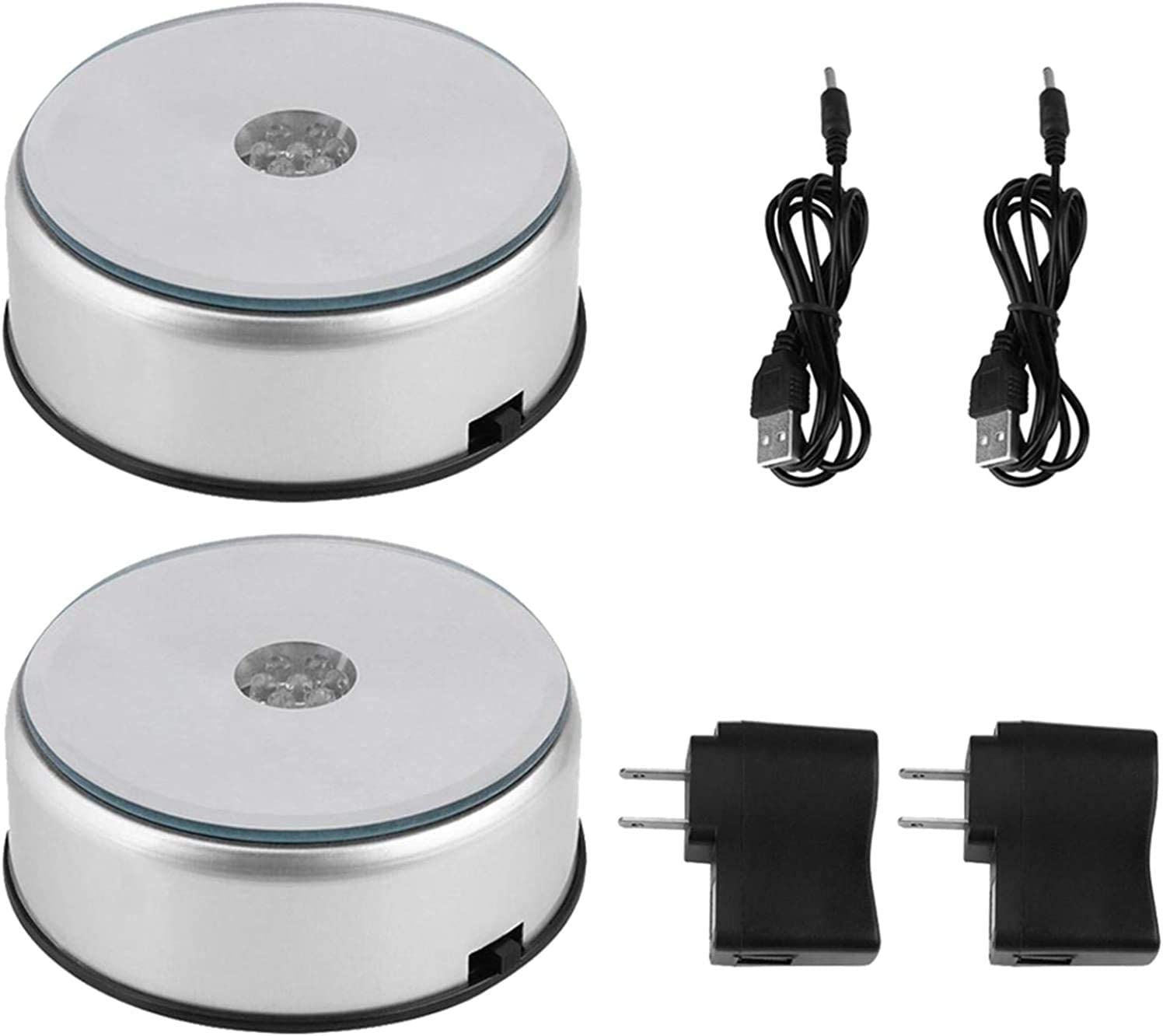 2 Packs 4" LED Display Base for Crystals Glass Art,7 Colorful Light ...