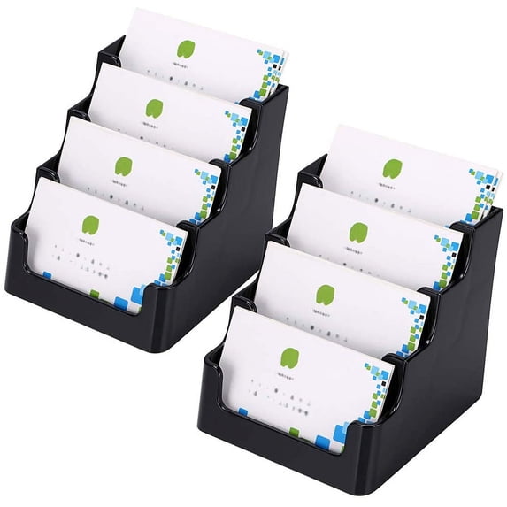 2 Packs 4-Tier Acrylic Business card Holder Stand Clear Desktop Index ...