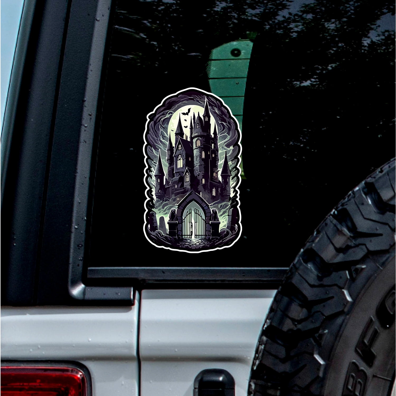 (2 Packs, 4'' X 6.8'') Sticker Of Spooky Castle Silhouette For Car ...