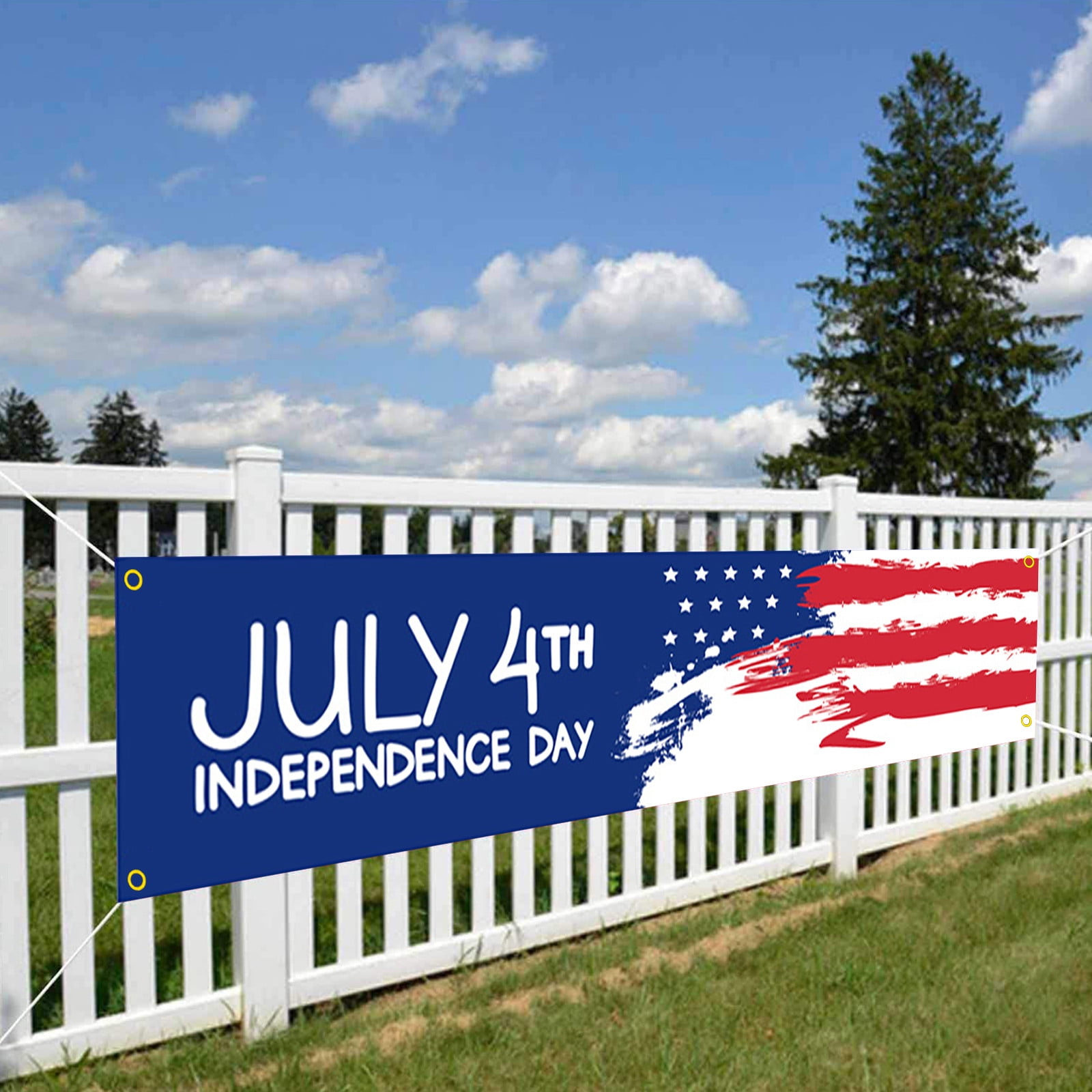 2 Packs 4th of July Patriotic Porch Sign Flag 50x300cm Outdoor Indoor ...