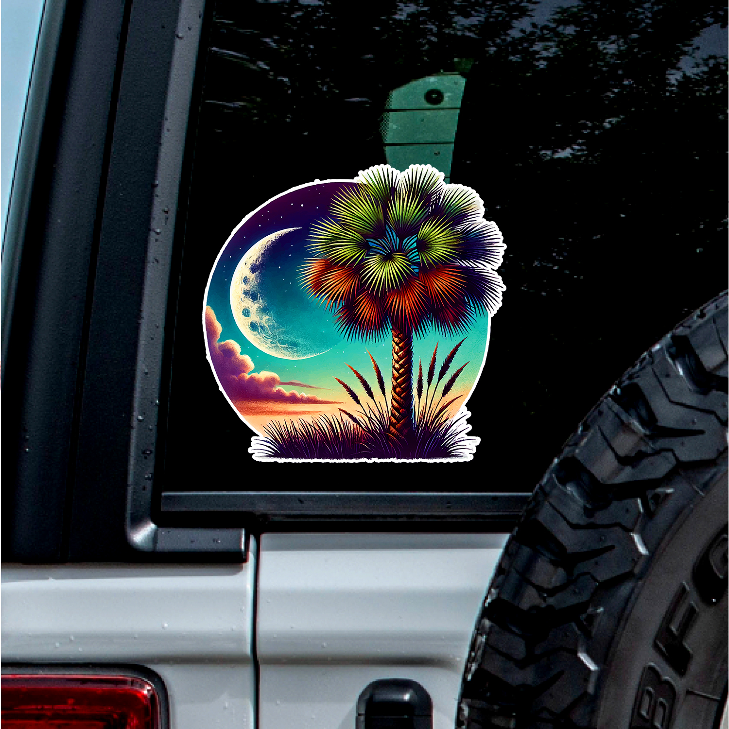 (2 Packs, 5.7'' X 5.6'') Sticker Of Palmetto Tree South Carolina Moon ...