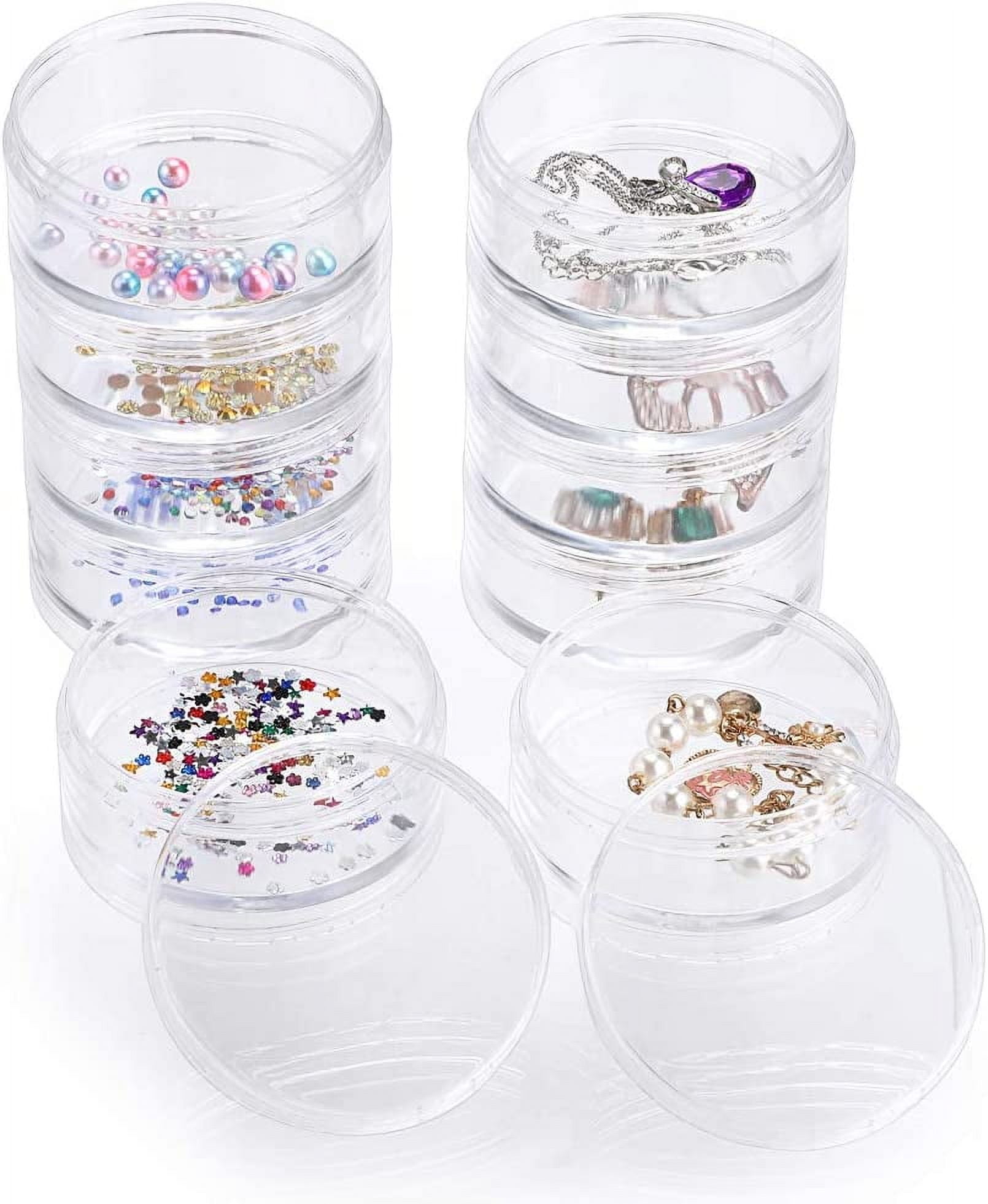 2 Packs 5 Slot Clear Plastic Round Storage Jars - Art Craft Accessory ...