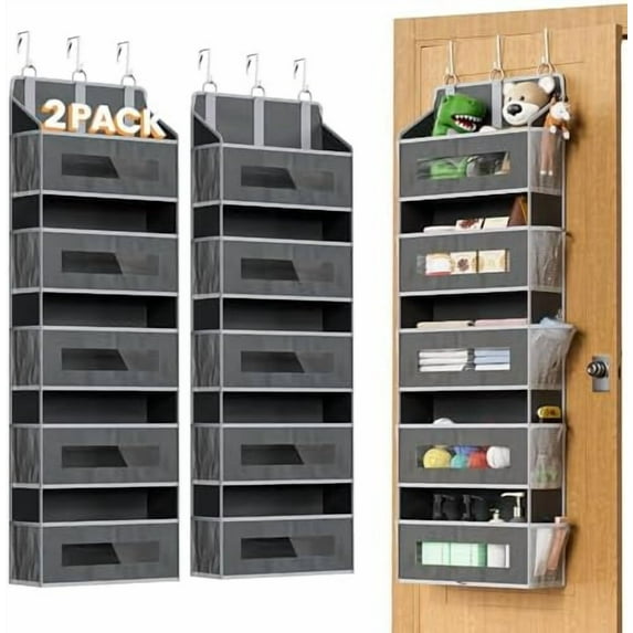 2 Packs 5-Tier Over the Door Organizer with 10 Side Mesh Pockets, 48 ...