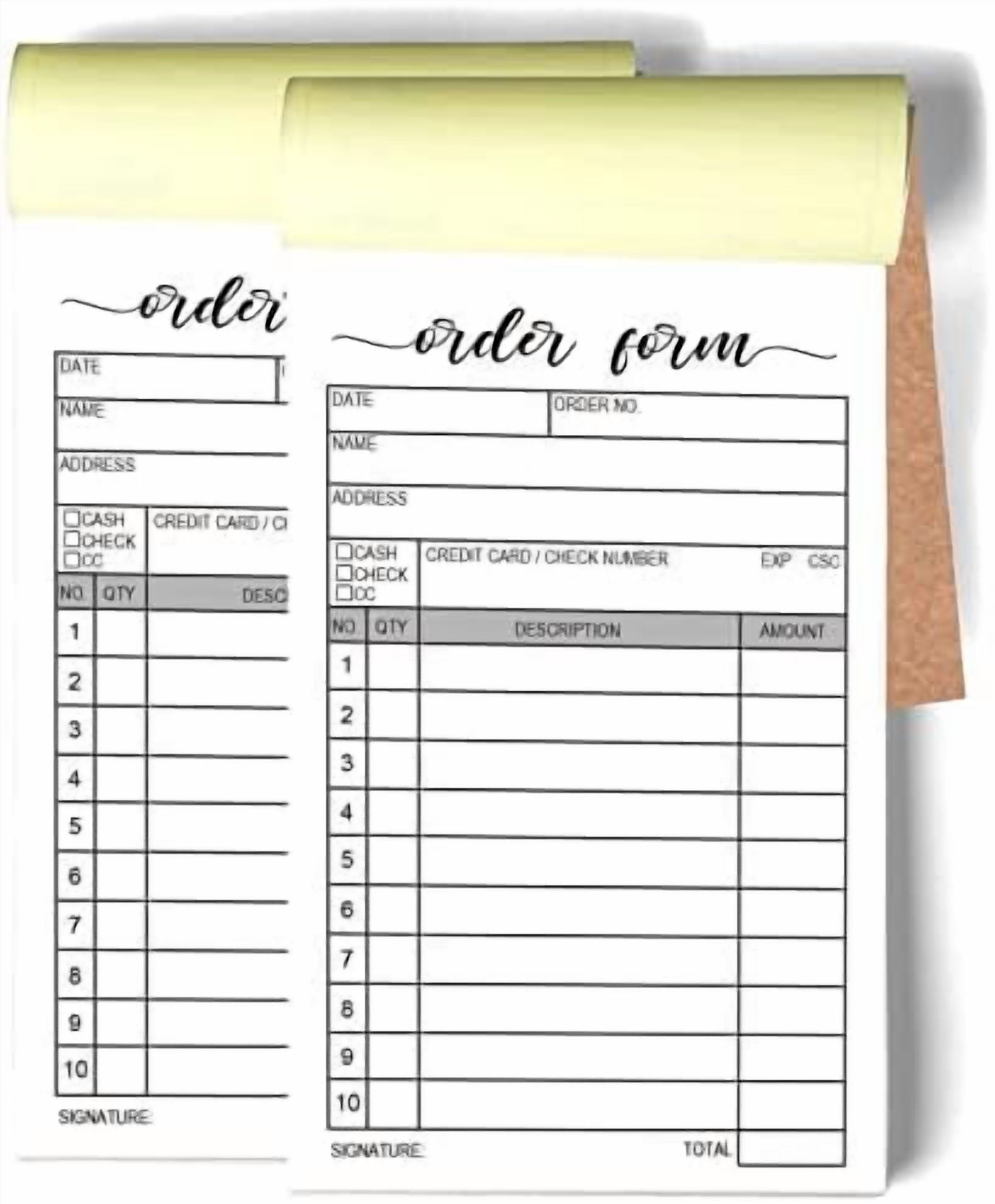 2 Packs 50-Set Order Form Pad, Carbon Duplicate Copy Sales Receipt Form ...