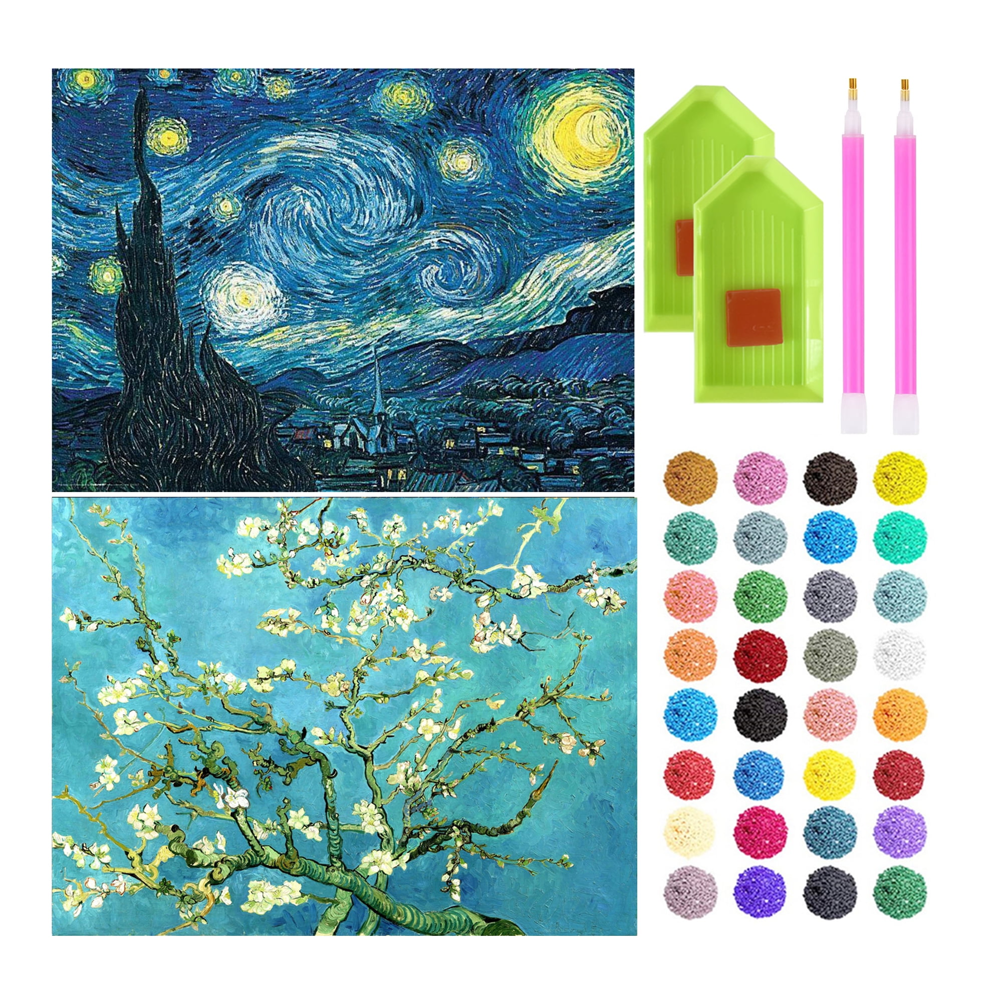 2 Packs 5D Diamond Painting Kits Full Drill Van Gogh's Diamond Famous ...