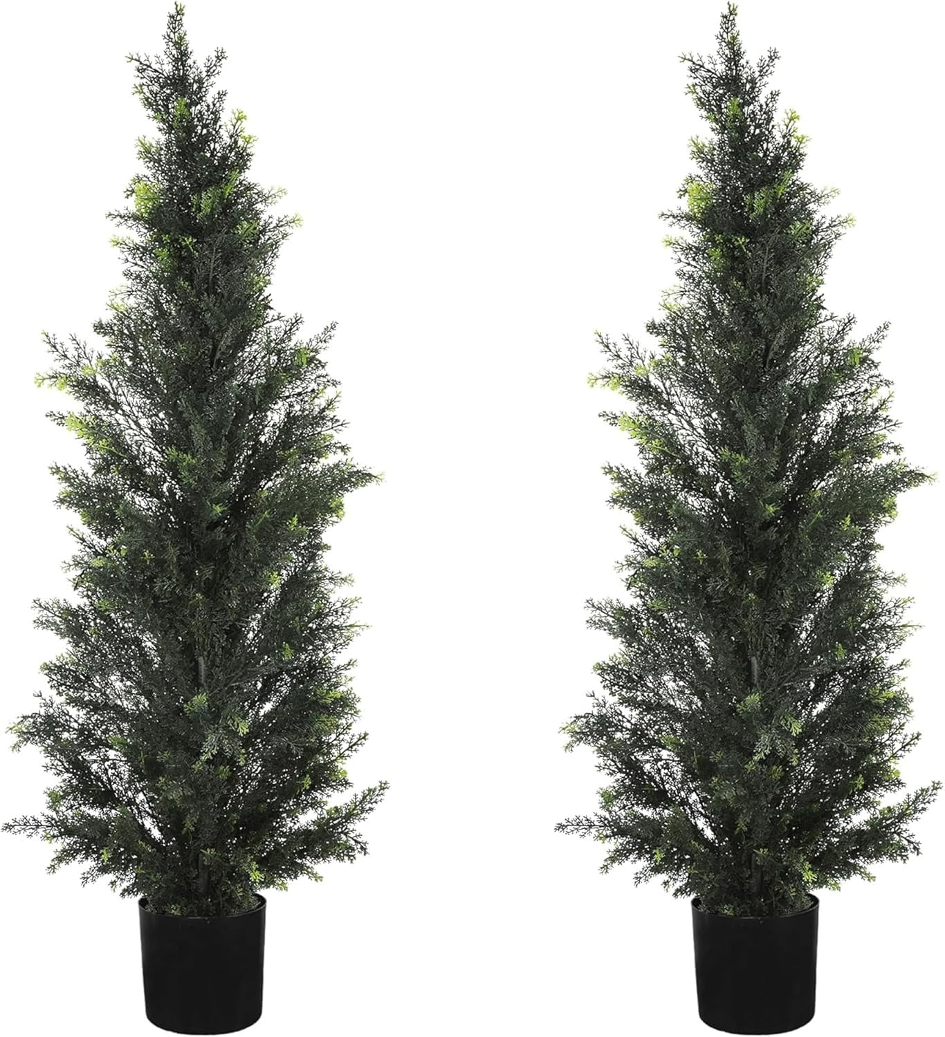 2 Packs 5ft Tall Artificial Cedar Tree with Pot Fake Greenery Tree ...