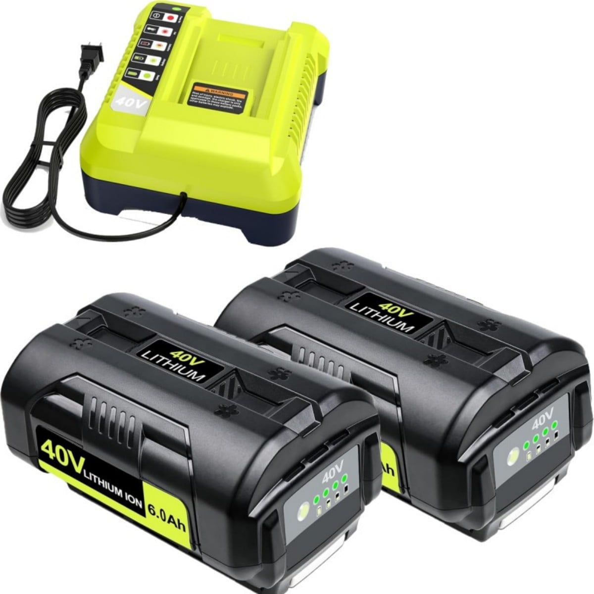 2 Packs 6.0Ah Li-ion OP40601 Battery and OP401 Charger Replacement for ...