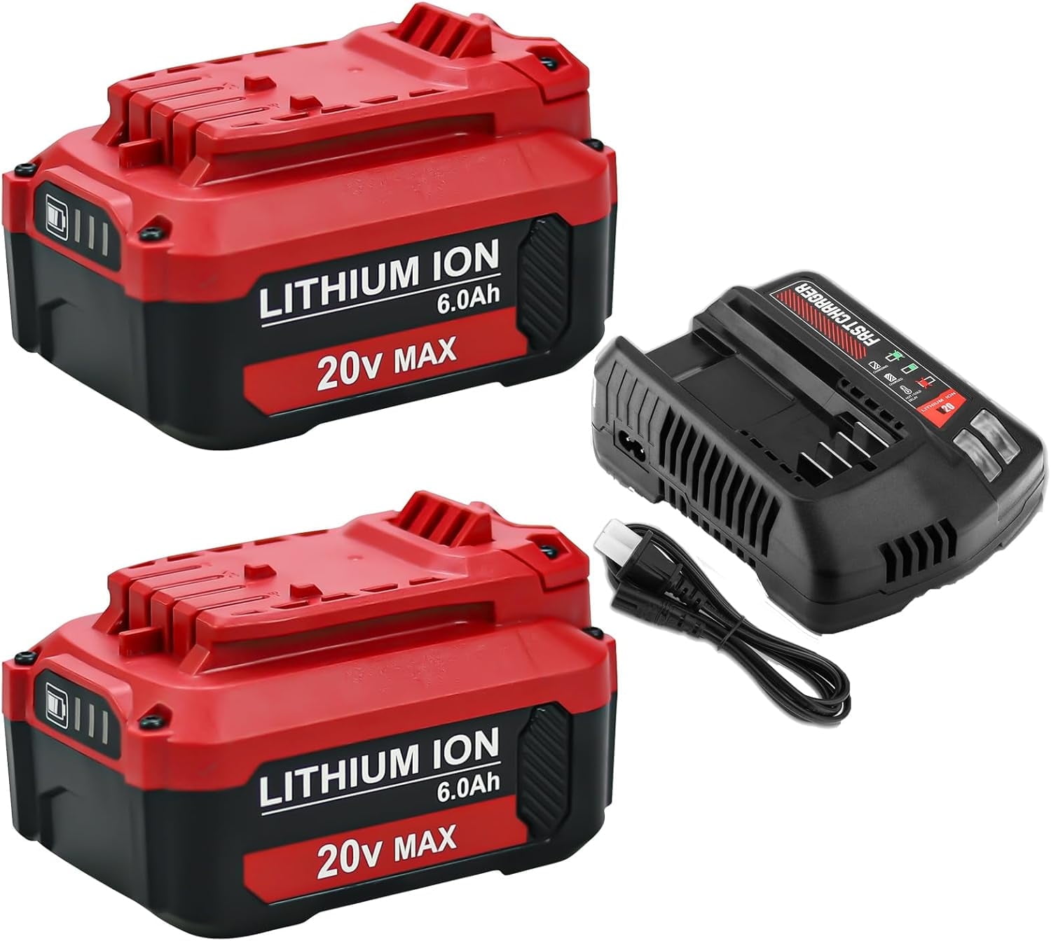 2 Packs 6.0Ah Lithium ion 20 Volt CMCB206 Replacement for Craftsman V20 ...