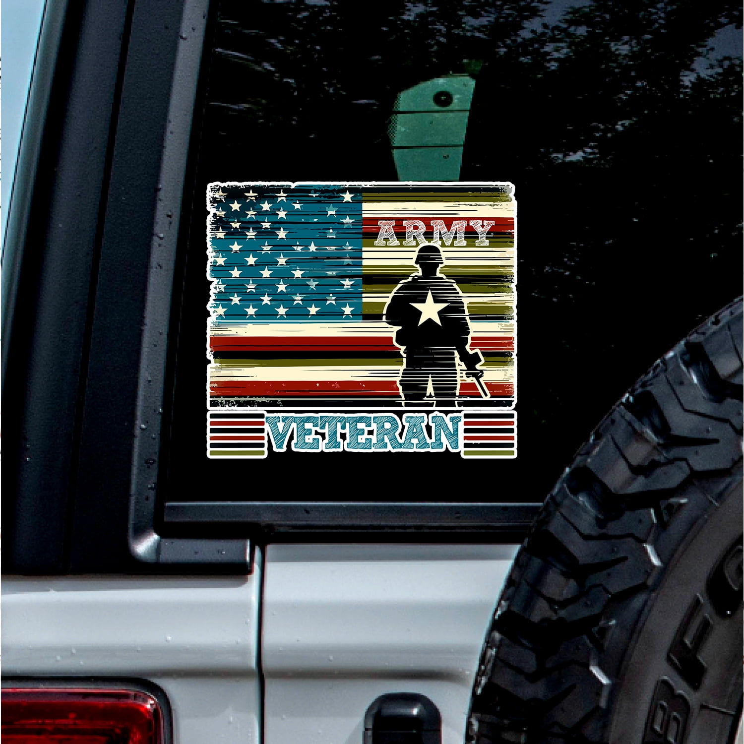 (2 Packs, 6.3'' X 5.6'') Sticker Of Army Veteran Flag For Car Bumper ...