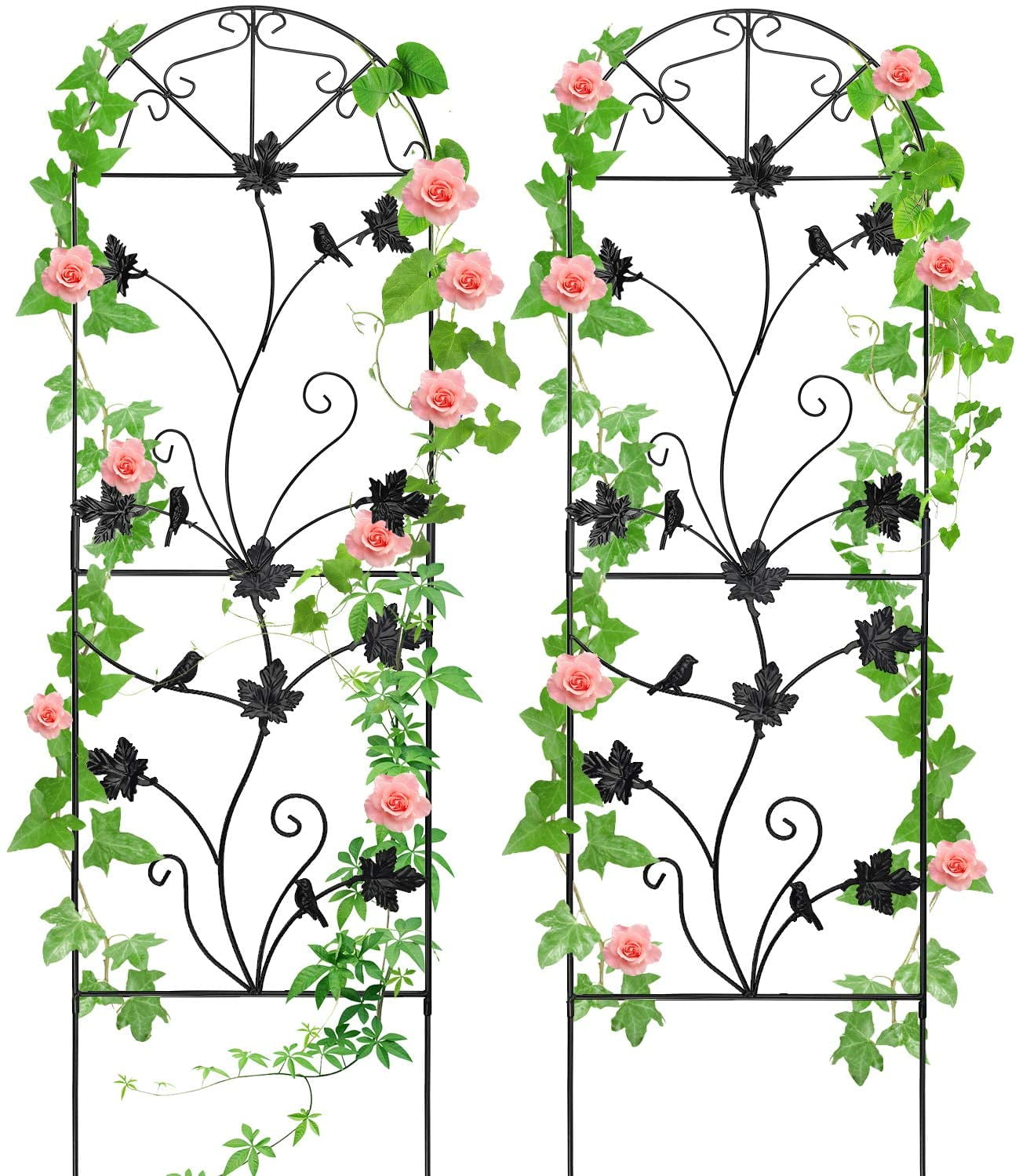 2 Packs 64"x17" Metal Garden Trellis for Climbing Plants Rustproof ...