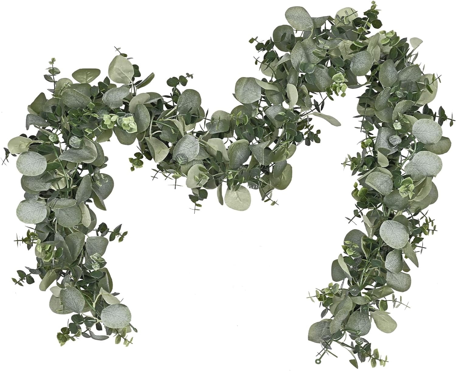 2 Packs 6FT Artificial Euc Garland, Faux Greenery Garland Hanging Fake Silver Dollar Leaves ...
