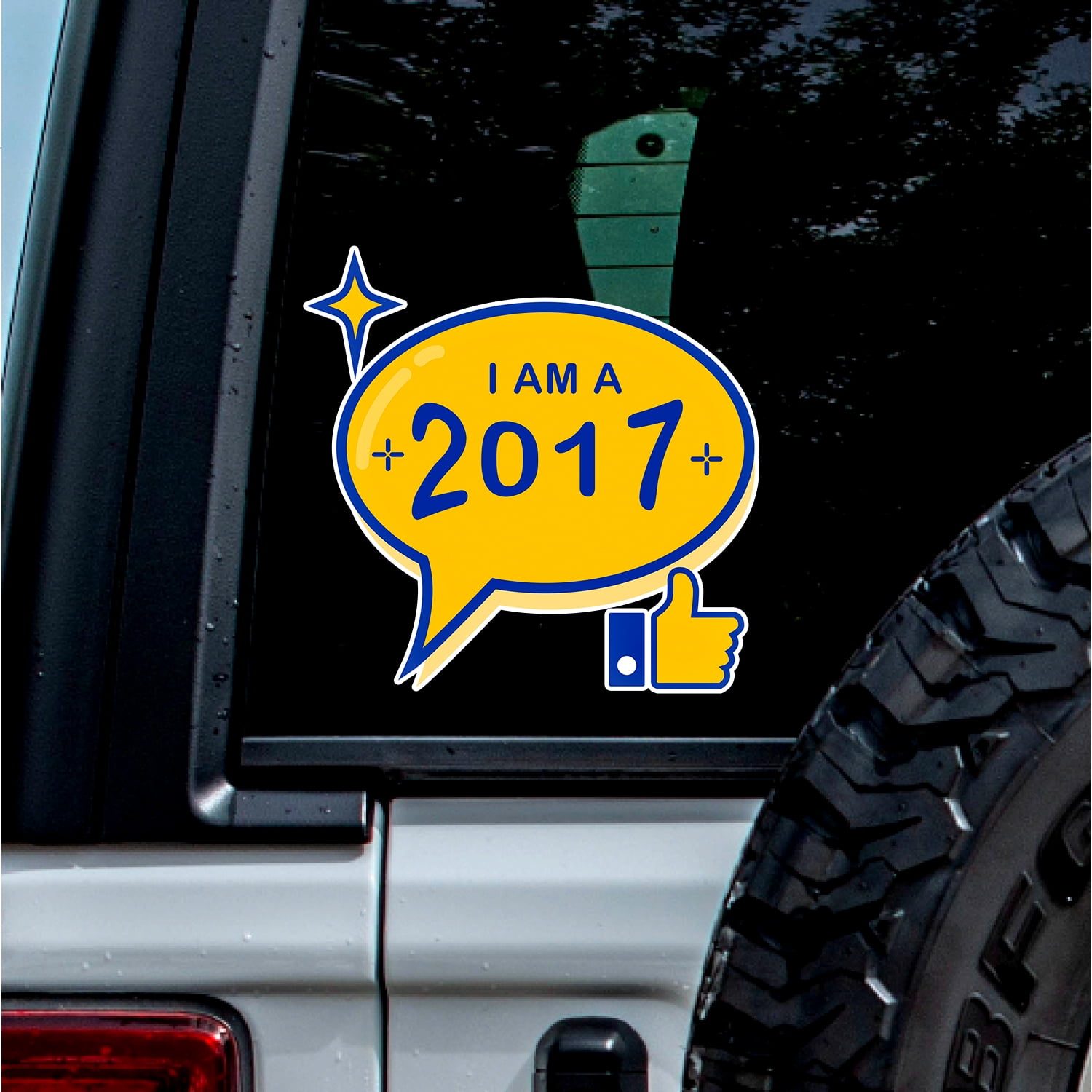 (2 Packs, 7.1'' X 7'') Sticker Of Year 2017 For Car Bumper Window ...