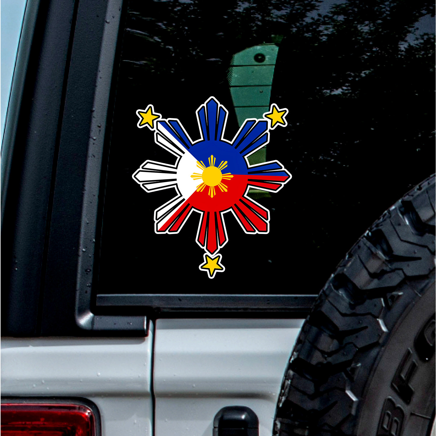 (2 Packs, 7'' X 8'') Sticker Of Filipino Pride Star Sun Flag For Car ...