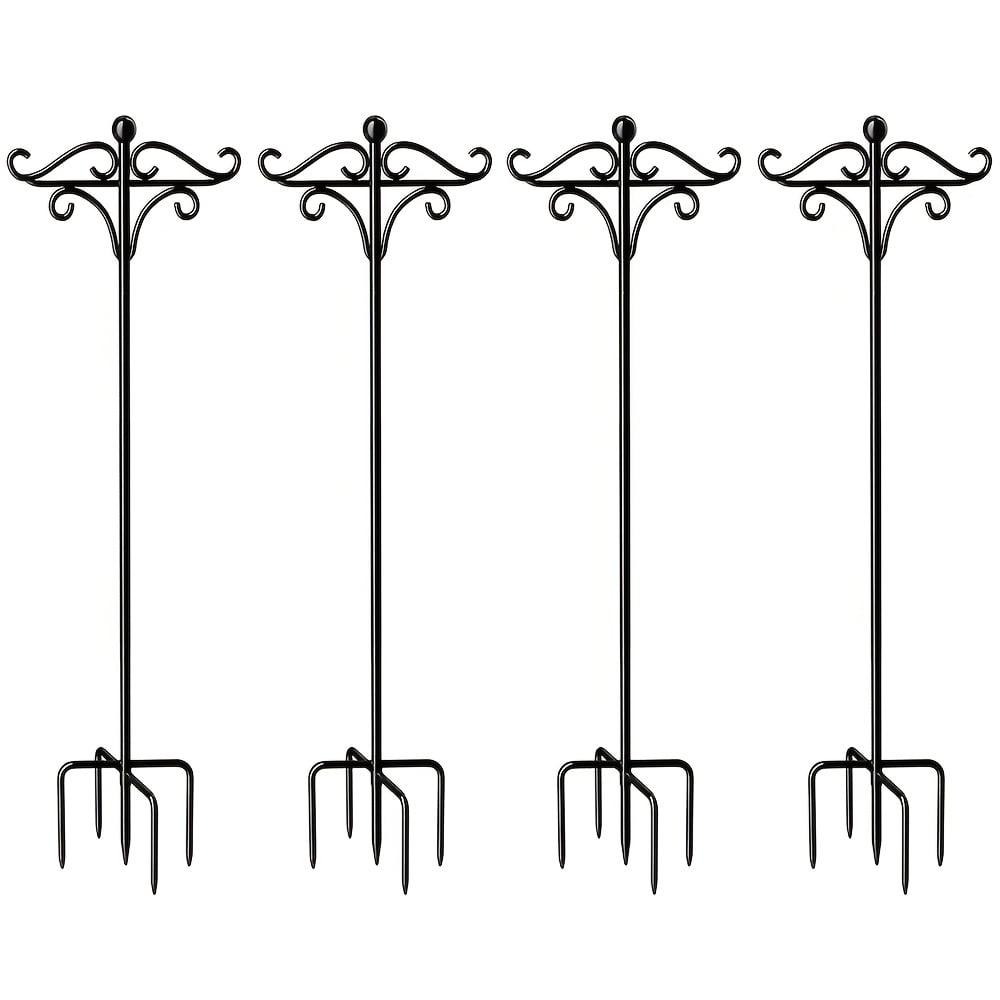 2 Packs 74.8 Inch Adjustable Shepherd Hooks with 5-Pronged Base, Sturdy ...
