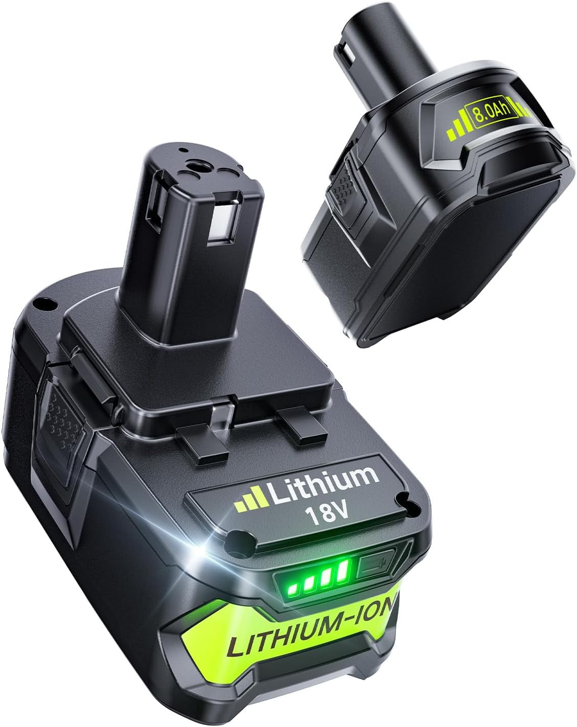 2 Packs 8.0Ah High Capacity Replacement for Ryobi 18v , Compatible with ...