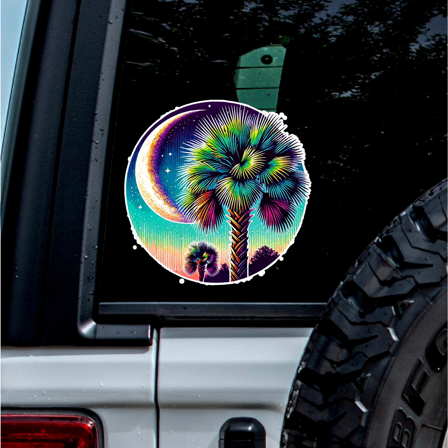 (2 Packs, 8.1'' X 8'') Sticker Of Palmetto Tree South Carolina Moon For ...