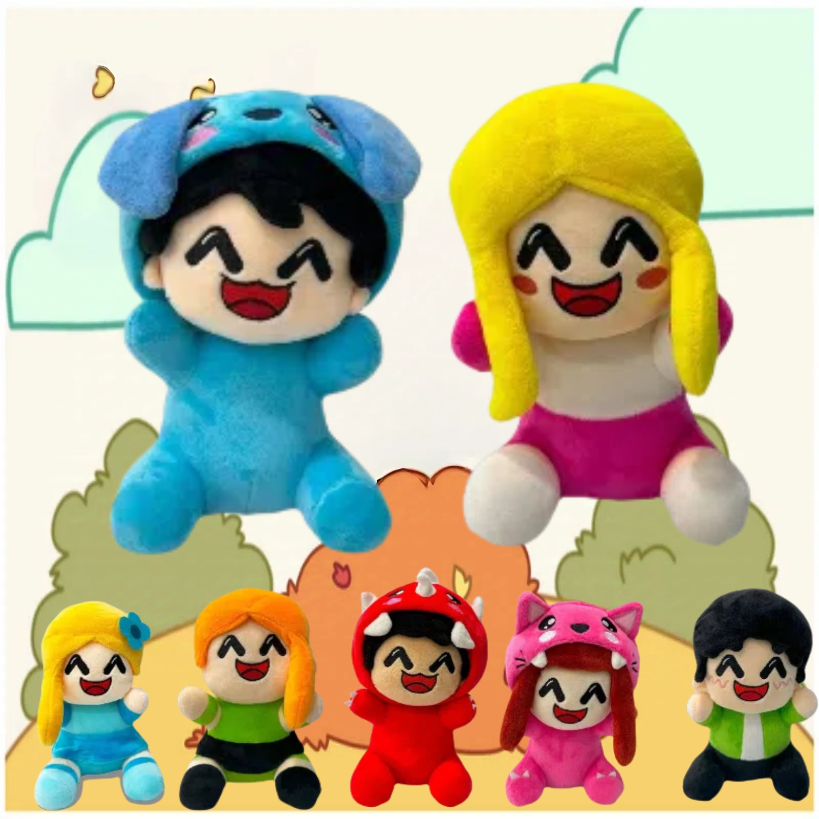 2 Packs 8" OMZ CREW Plushies Plush Toy Stuffed Doll Pillow Anime ...