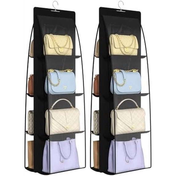2 Packs 8 Pockets Black Handbag Hanging Purse Organizer for Closet ...