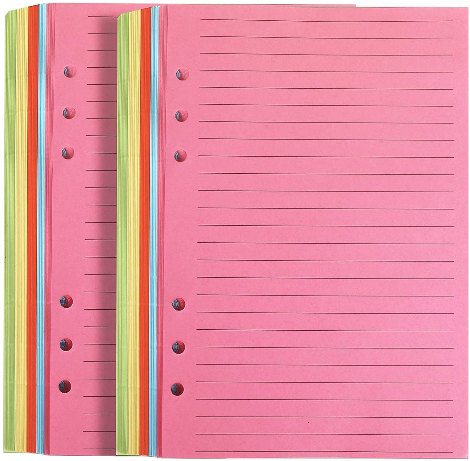2 Packs A5 Paper Colorful Ruled, A5 Refill Paper 6 Holes 100 Sheets ...
