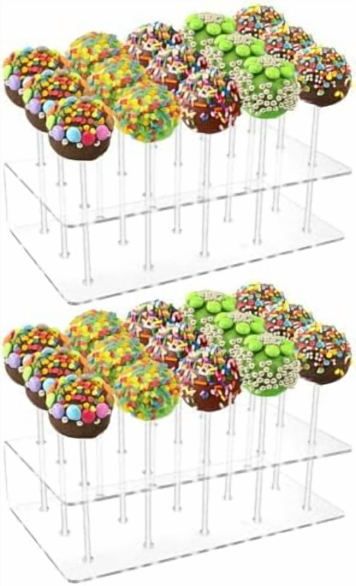 2 Packs Acrylic Cake Pop Stand, 15 Holes Small Lollipop Holder Clear ...