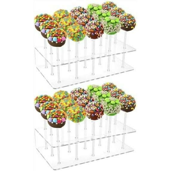 2 Packs Acrylic Cake Pop Stand, 15 Holes Small Lollipop Holder Clear ...