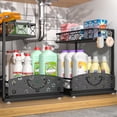 2 Packs Adjustable Height 2-Tier Under Sink Organizer, Large Metal ...