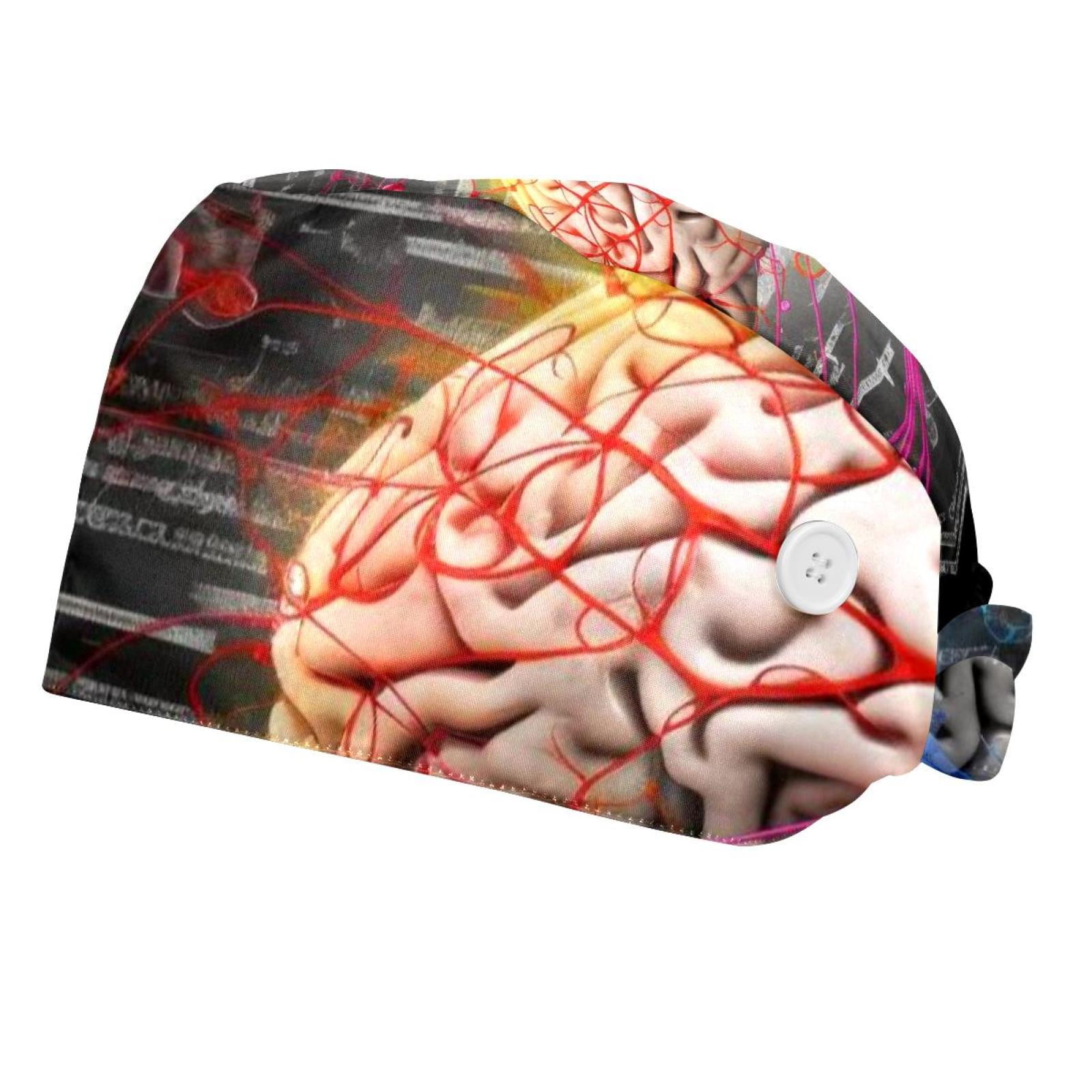 2 Packs Adjustable Working Cap with Button, Mathematical Engineering Brain Working Hat Sweatband ...