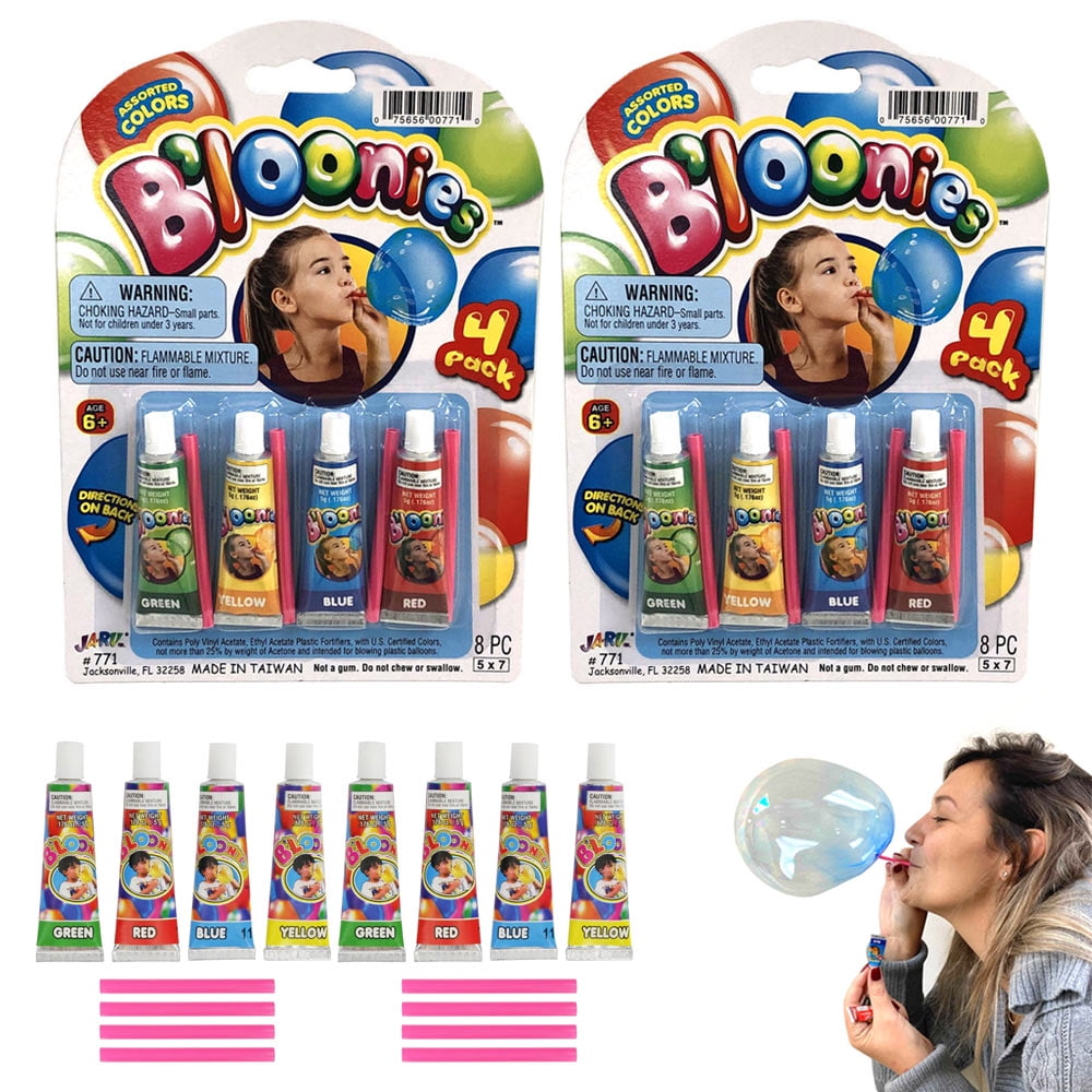 Generic 2 Packs B'loonies Blow Plastic Balloons, 8 Tubes, 4 Colors, Fun ...