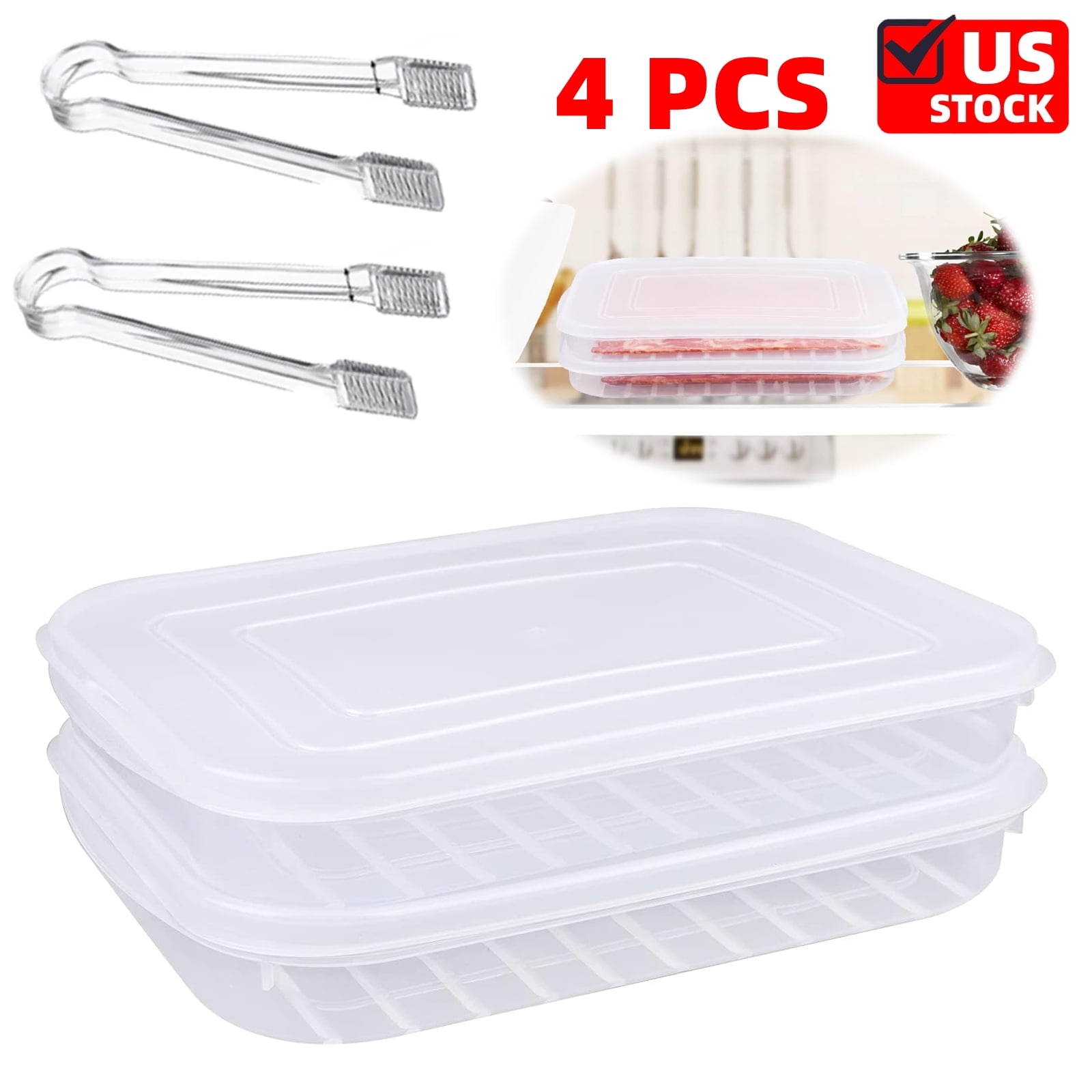 2 Set Bacon Keeper Plastic Deli Meat Container for Fridge with Lids ...