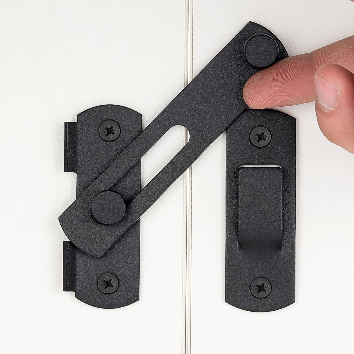 2 Packs Barn Door Latches，3.93” x 2.75” Matte Black Stainless Steel ...