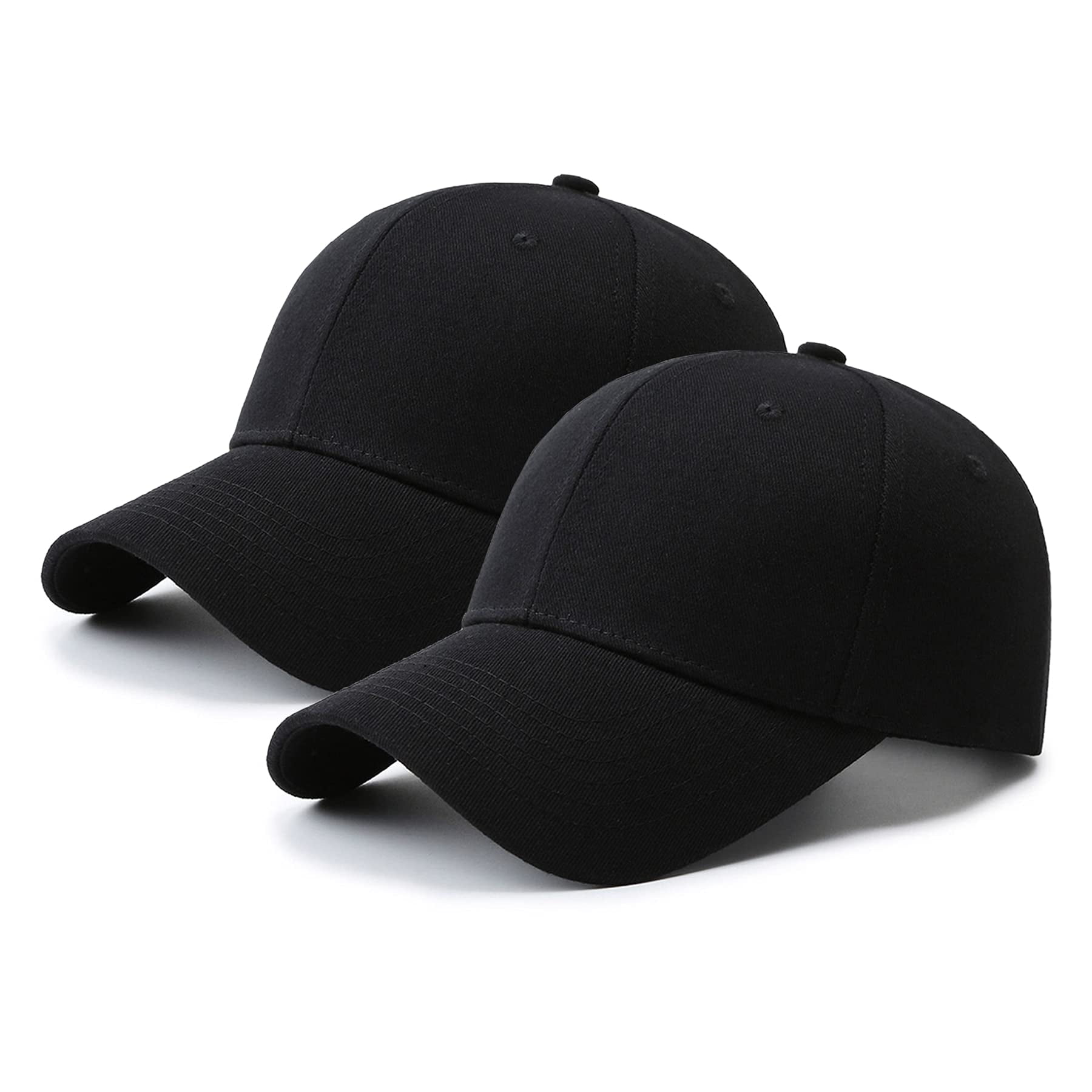 2 Packs Baseball Cap Golf Dad Hat for Men and Women, Black+black, One ...