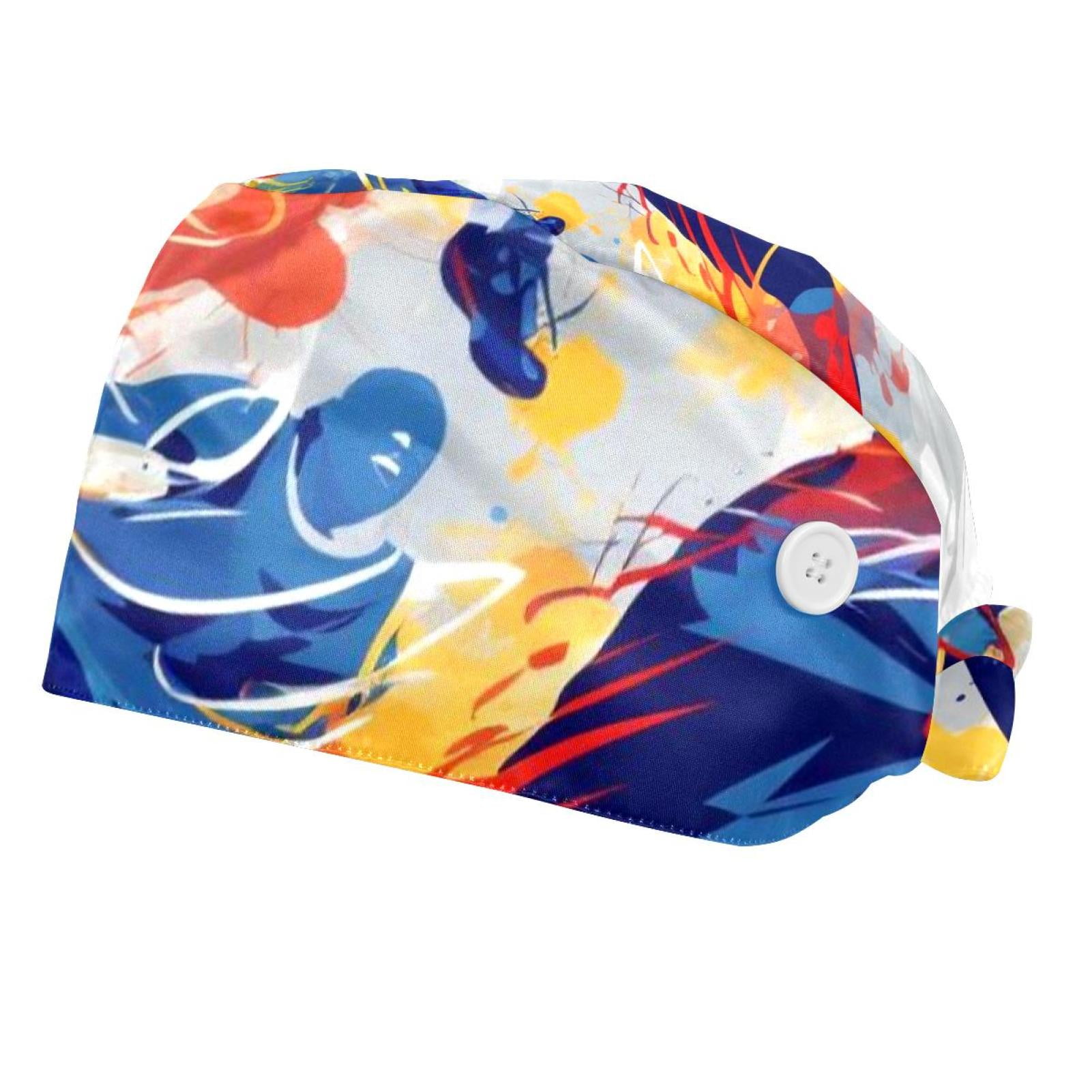 2 Packs Basketball Working Hat Adjustable Scrub Cap with Buttons and ...