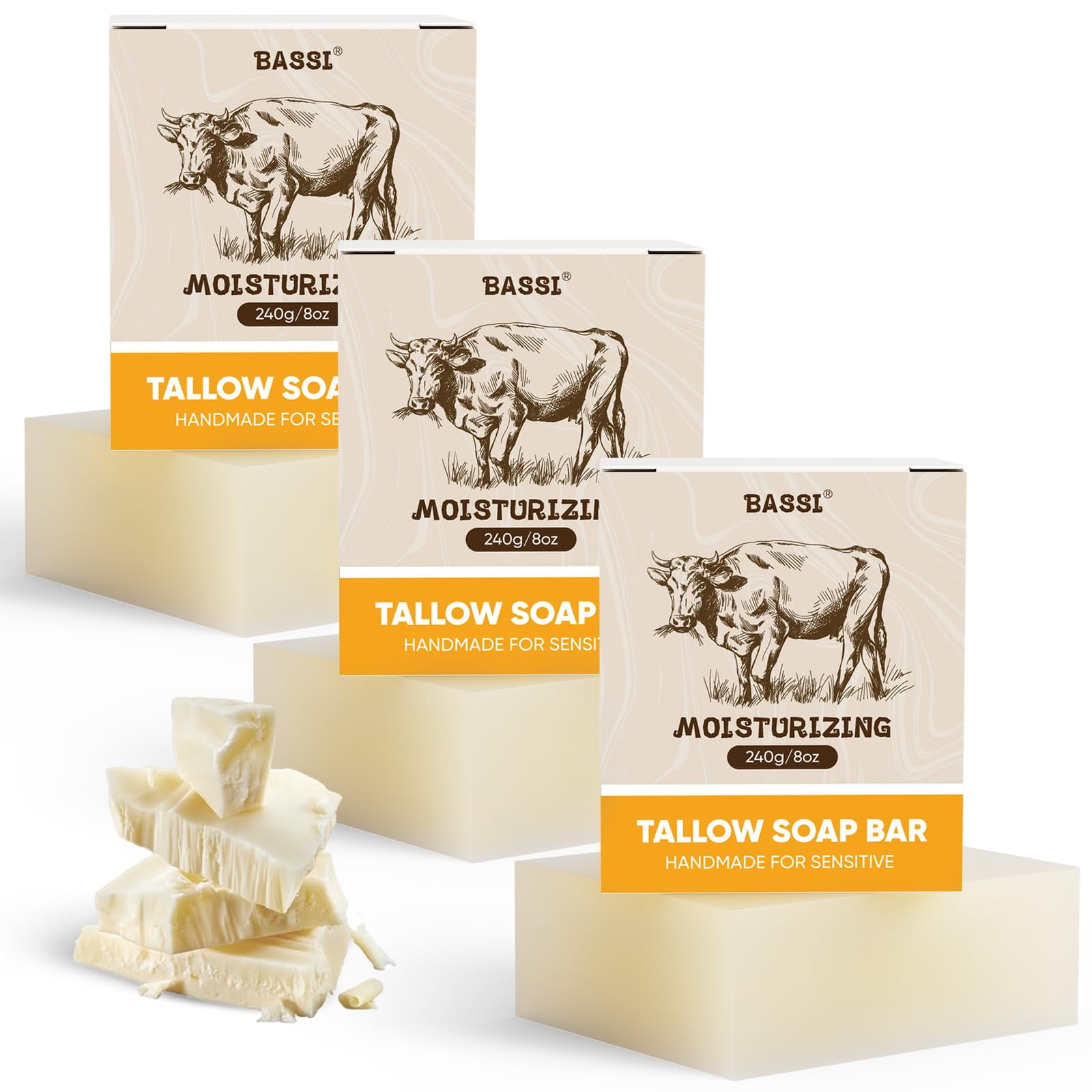 2 Packs Beef Tallow WHF2 Soap Bar - Organic Grass Fed Tallow Soap ...