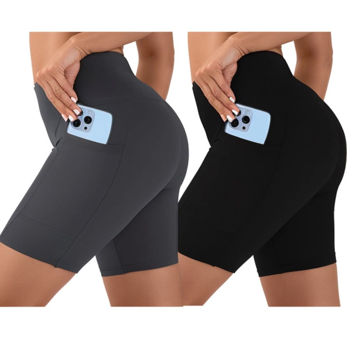 2 Packs Biker Shorts for Women High Waist Tummy Control Workout Yoga ...