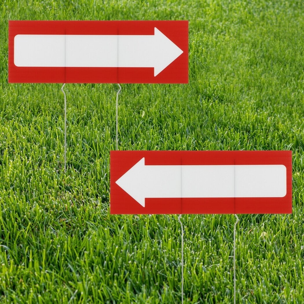 2 Packs Blank Arrow Signs with Stakes, Double-Sided White-Red Arrow ...