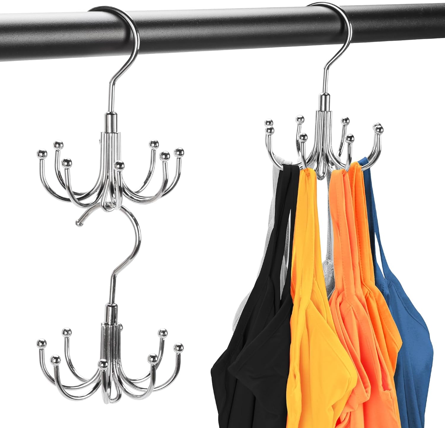 2 Packs Bra Hanger for Closet, Stackable Tank Top Organizer 16 Hooks ...